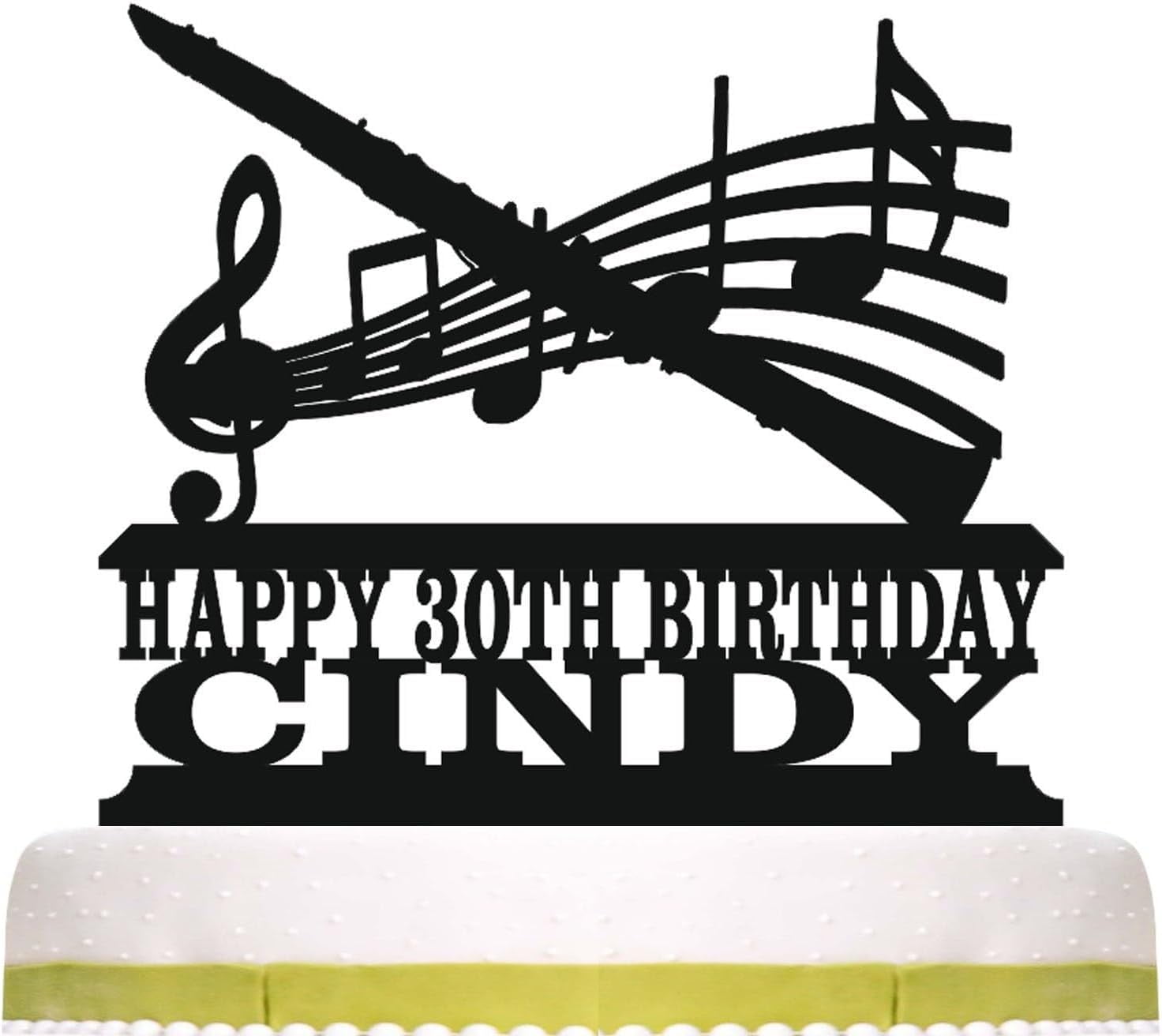 Personalised Acrylic Clarinet Musical Notes Birthday Cake Topper ...
