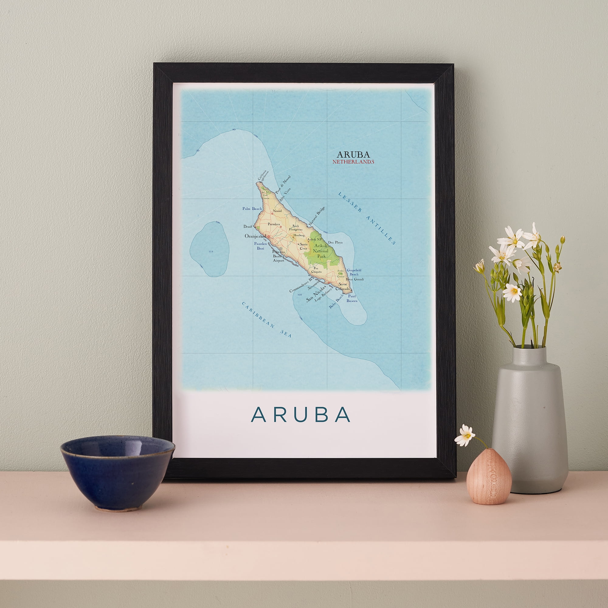 Personalised Aruba Map Framed A4 Print - Walmart.com