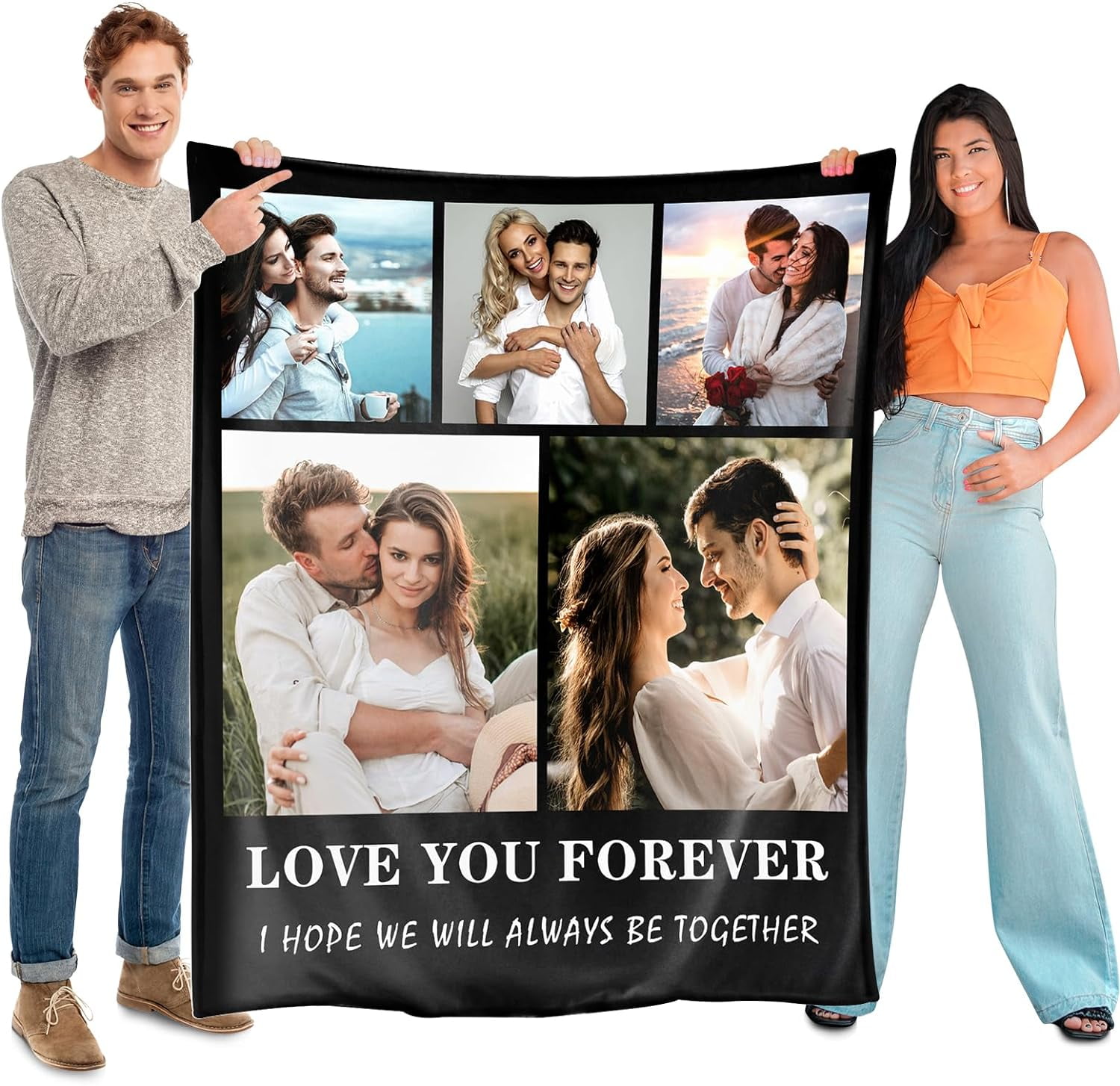 Personalised Blanket 76x100cm,Custom Blanket with Words Picture Collage ...