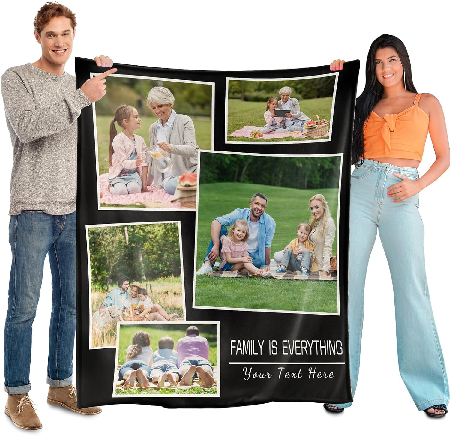 Personalised Blanket 76x100cm,Custom Blanket with Words Picture Collage ...