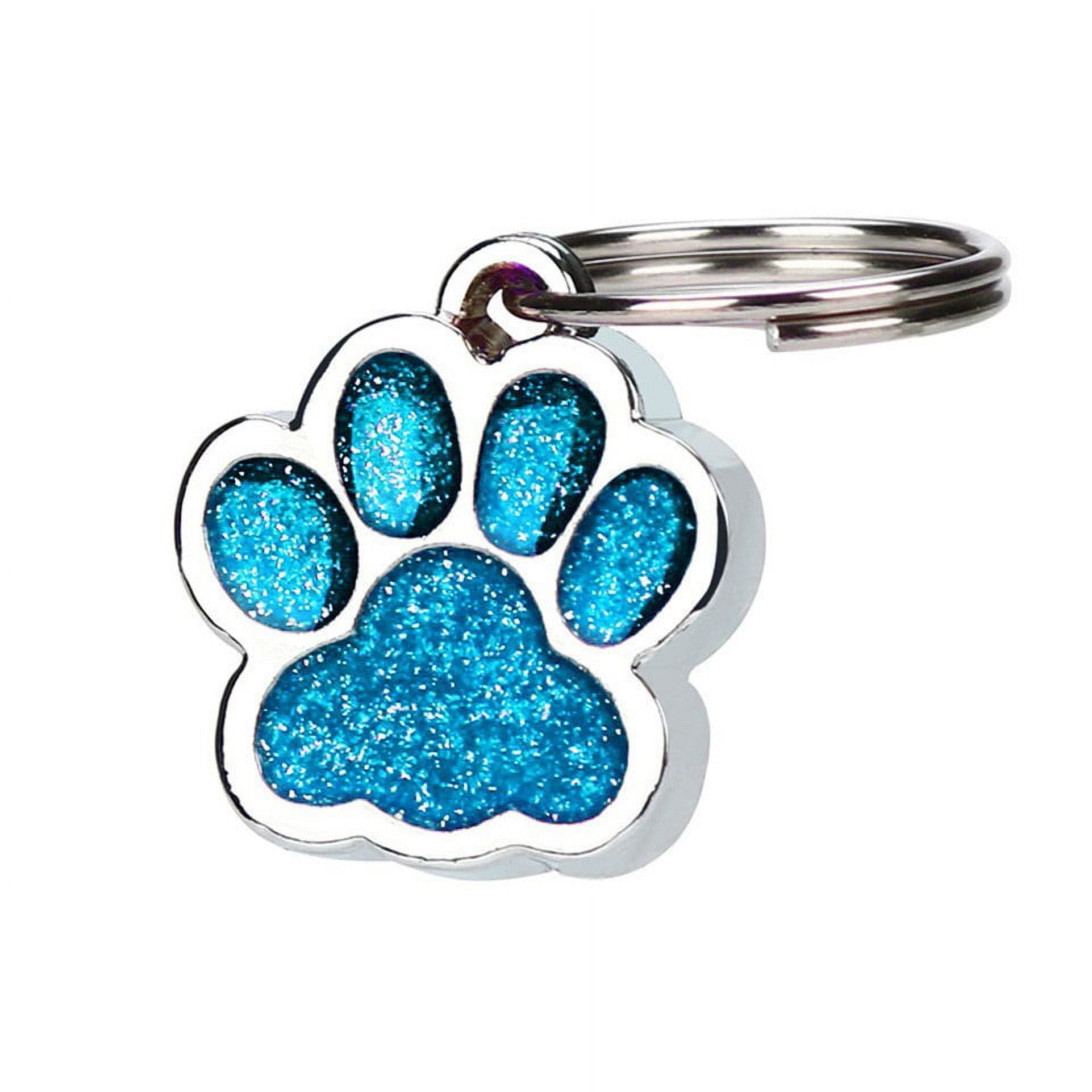 Personalised Engraved Glitter Paw Print Tag Dog Cat Pet ID Tags ...