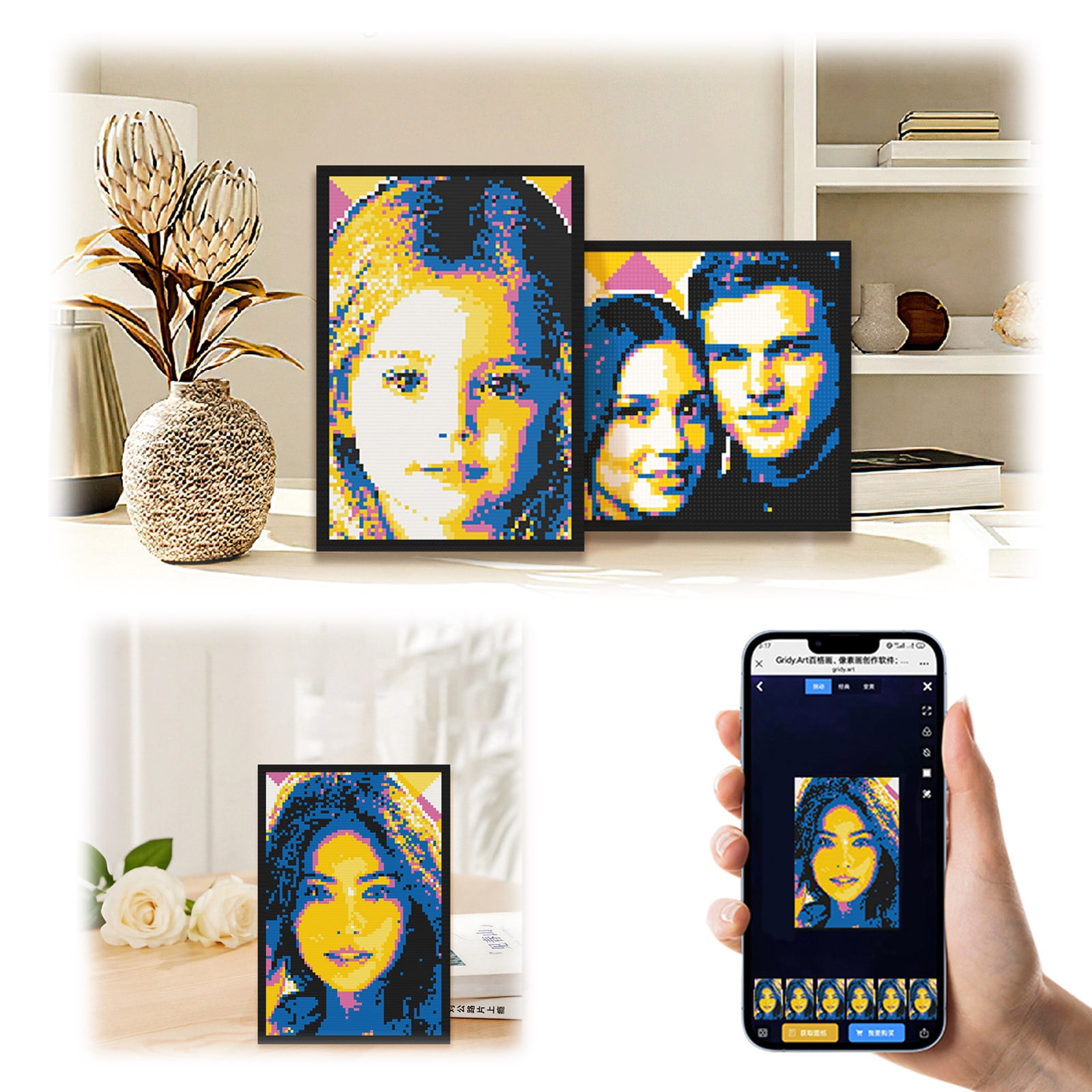 Personalised Gift Custom Selfie Photo Art Kit Building Blocks Portrait ...