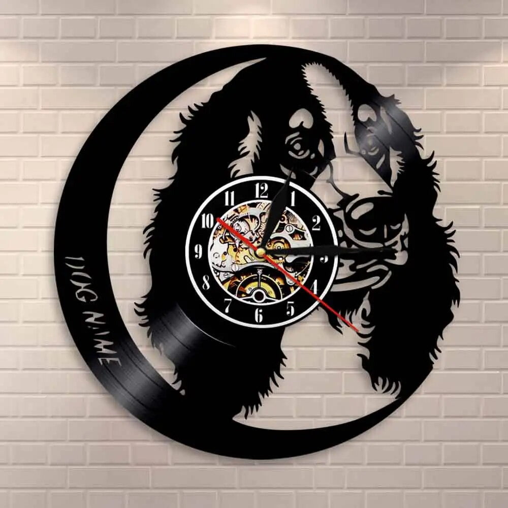 Personalised Golden Retriever Dog Vinyl Wall Clock,Vinyl Record Clock ...