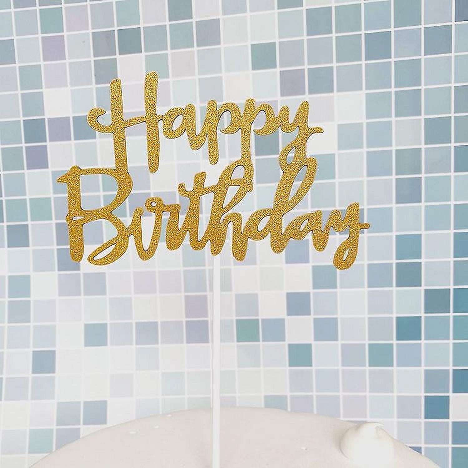 Personalised Happy Birthday Glitter Cake Topper Custom Colour Any Name ...