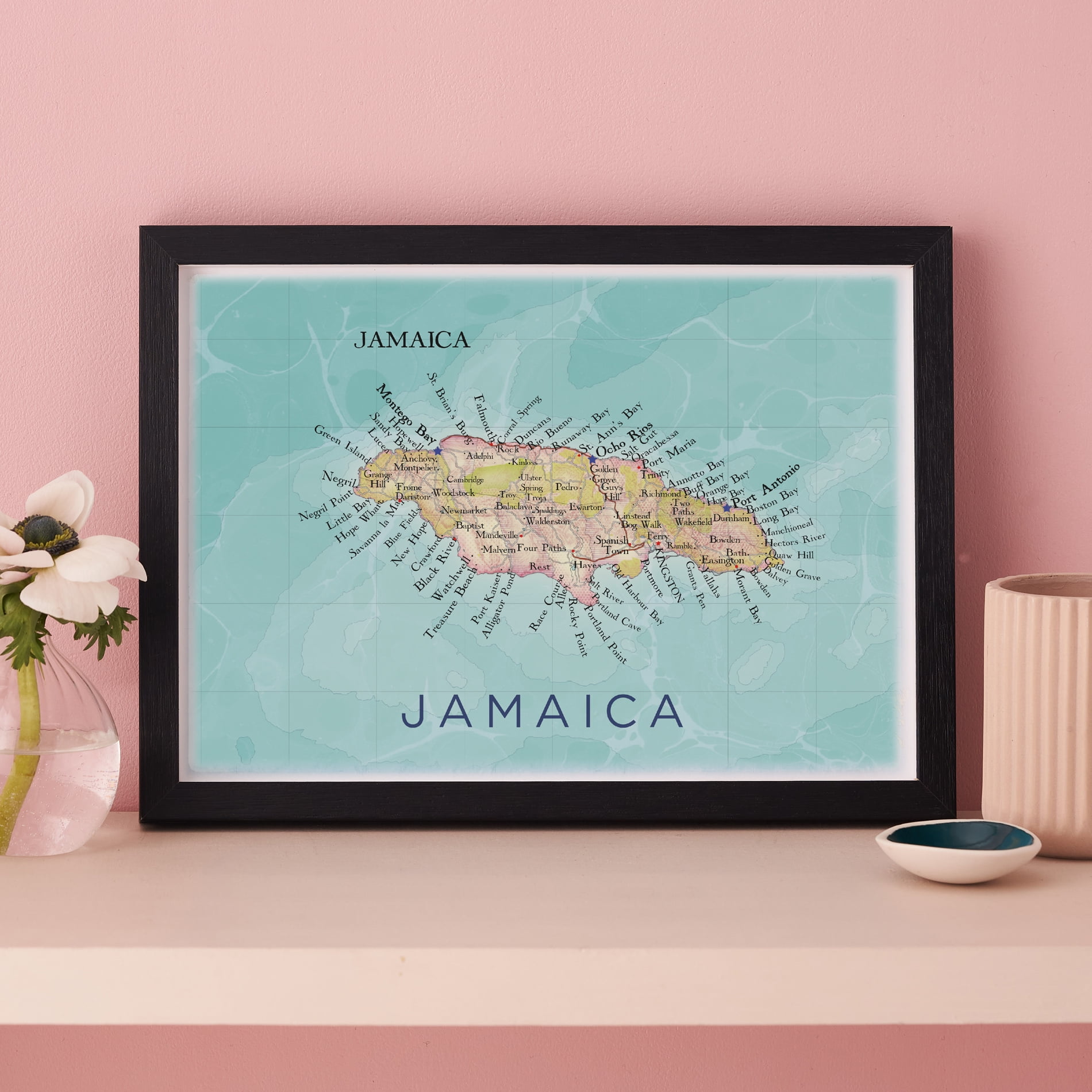 Personalised Jamaica Map Framed A4 Print - Walmart.com