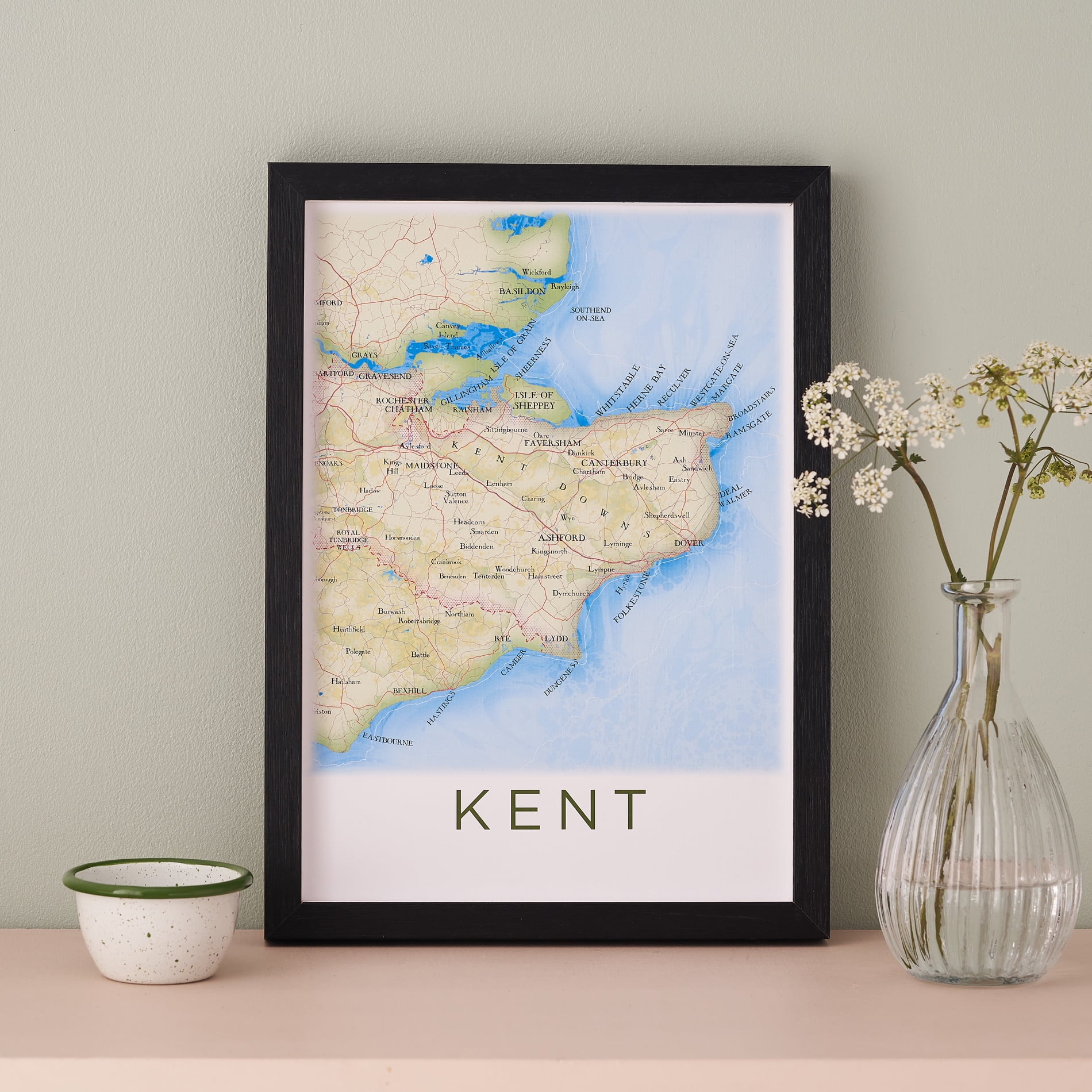 Personalised Kent UK Map Framed A4 Print - Walmart.com