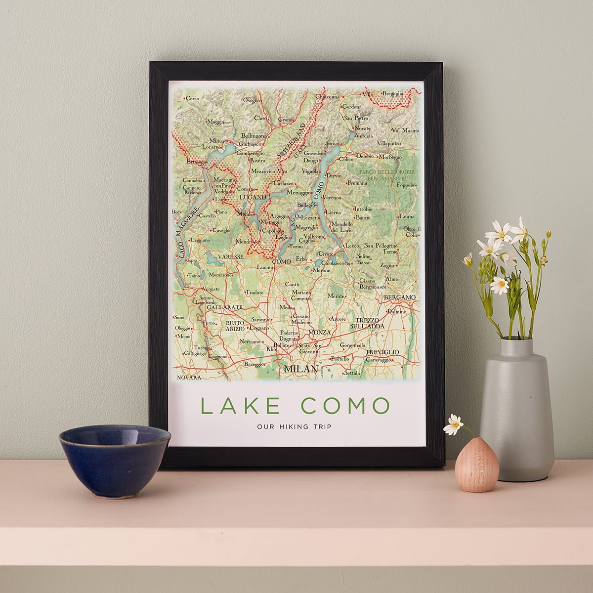 Personalised Lake Como Map Framed A4 Print - Walmart.com
