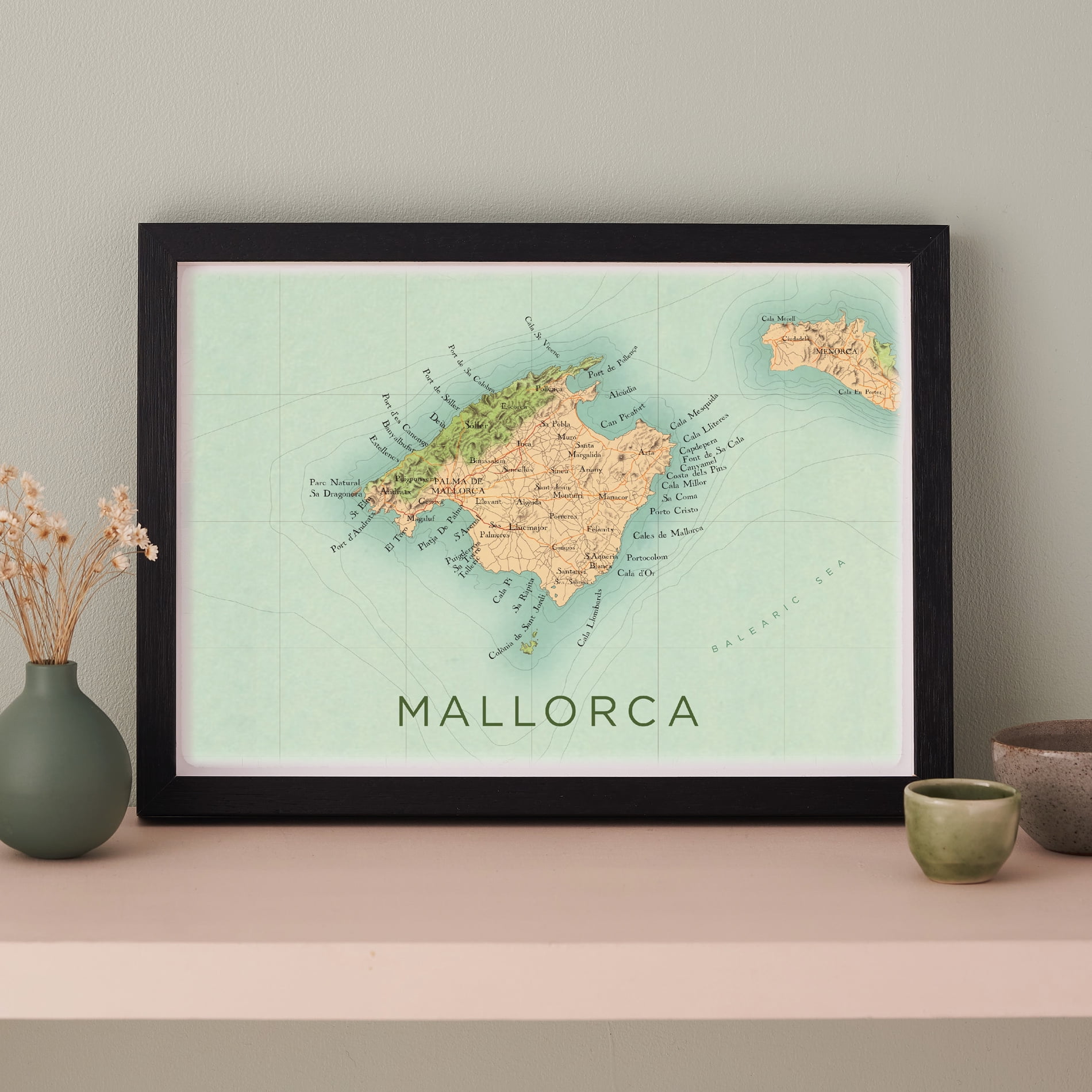Personalised Mallorca Map Framed A4 Print - Walmart.com