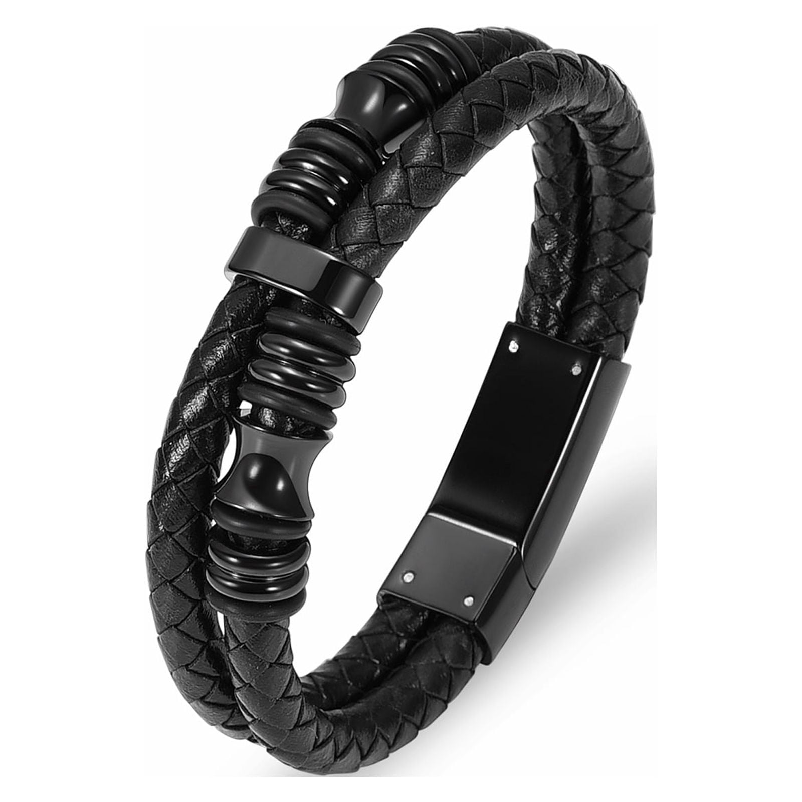 Personalised Men's Double Leather Bracelet Memorial Cremation Jewelry ...