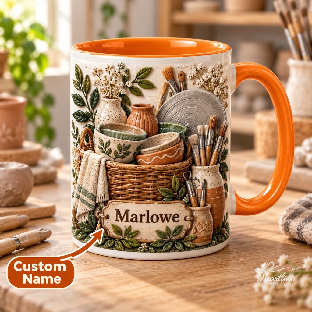 Personalised Mug Pottery Wheel and Clay Tools Coffee Cup Gift for ...