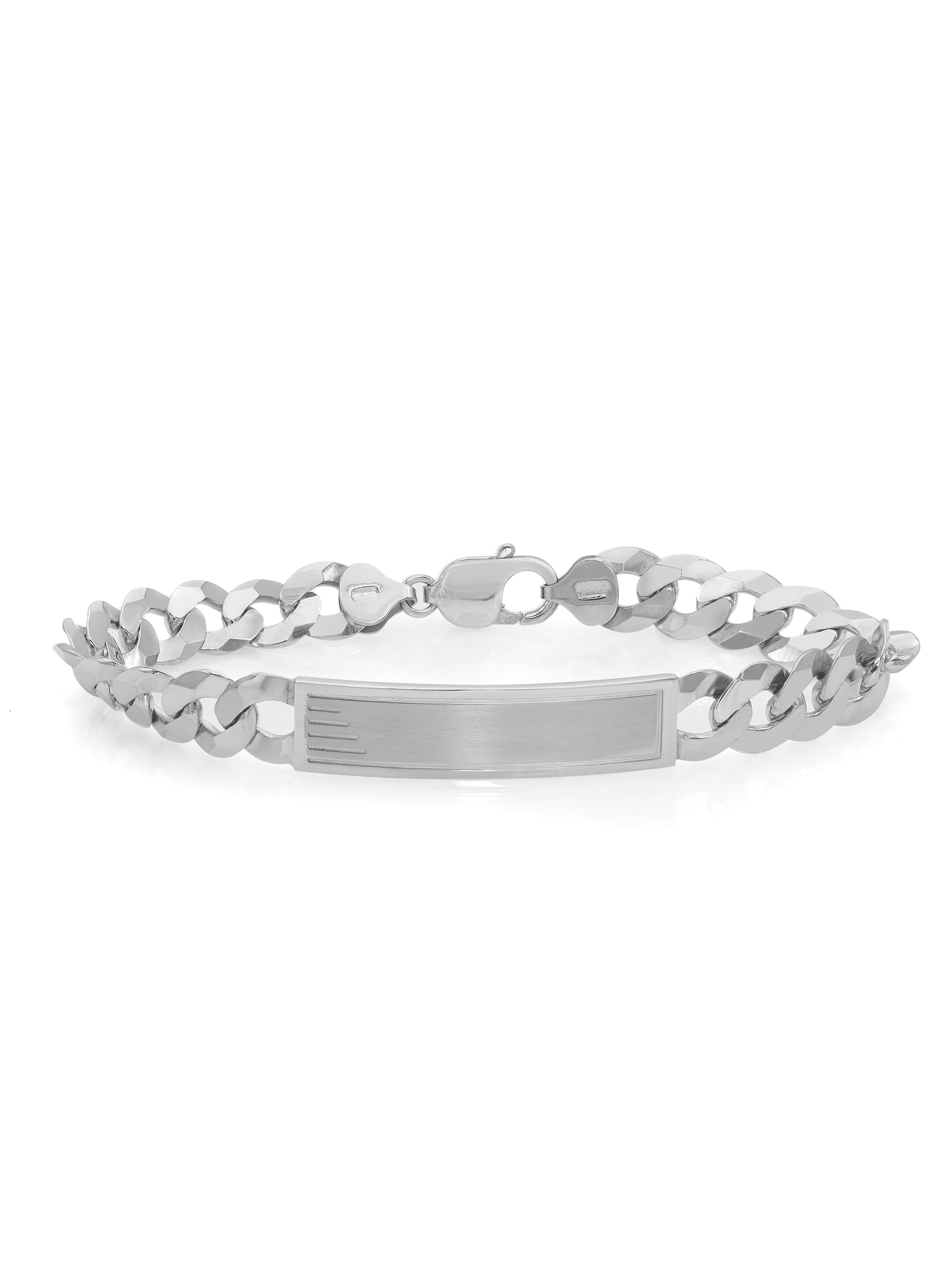 Personalised Name Tag Cuban Link Chain Men's ID Bracelet 925 Sterling ...