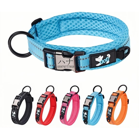 Personalised Nylon Dog & Cat Collar Custom Engraved Name Adjustable ...