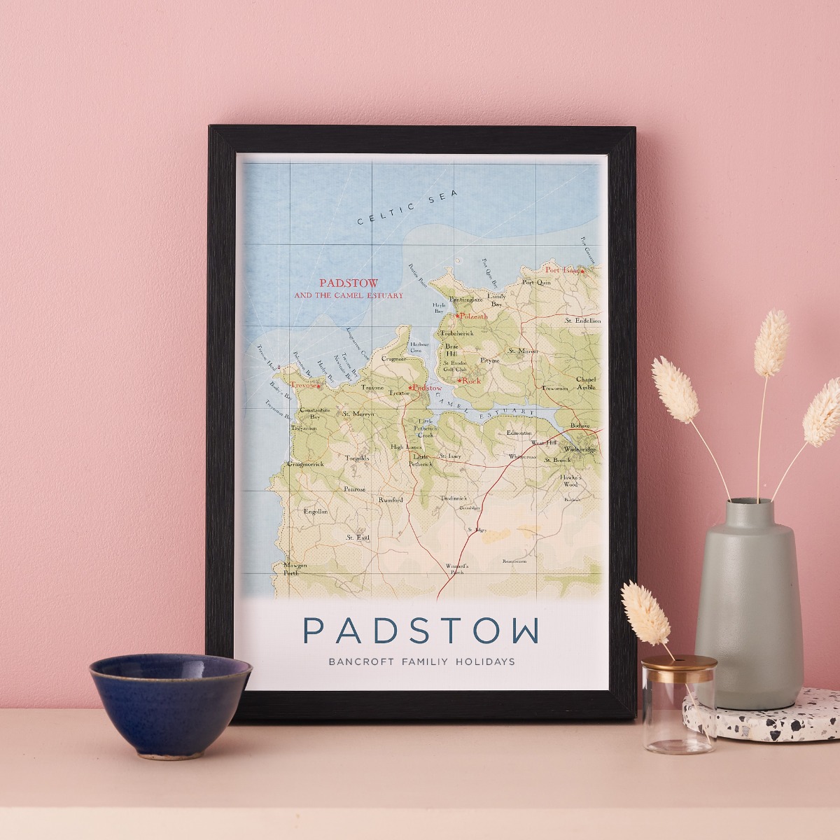 Personalised Padstow Cornwall Map Framed A4 Print - Walmart.com