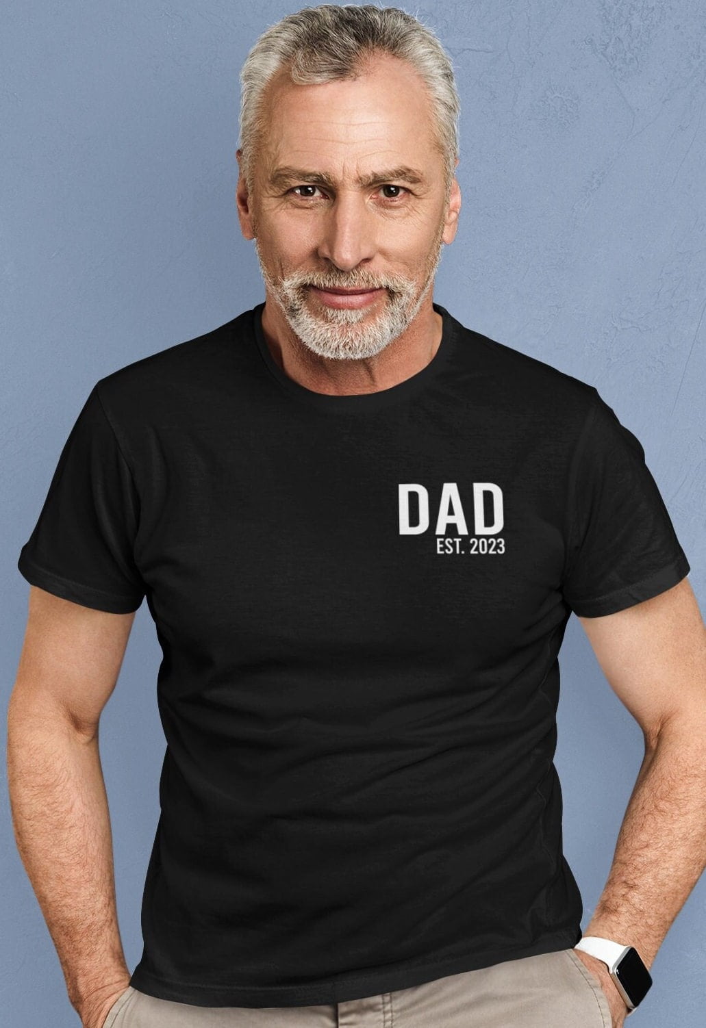 Personalised T Shirt Dad Est 2022 Left Chest Print Dad Birthday Best