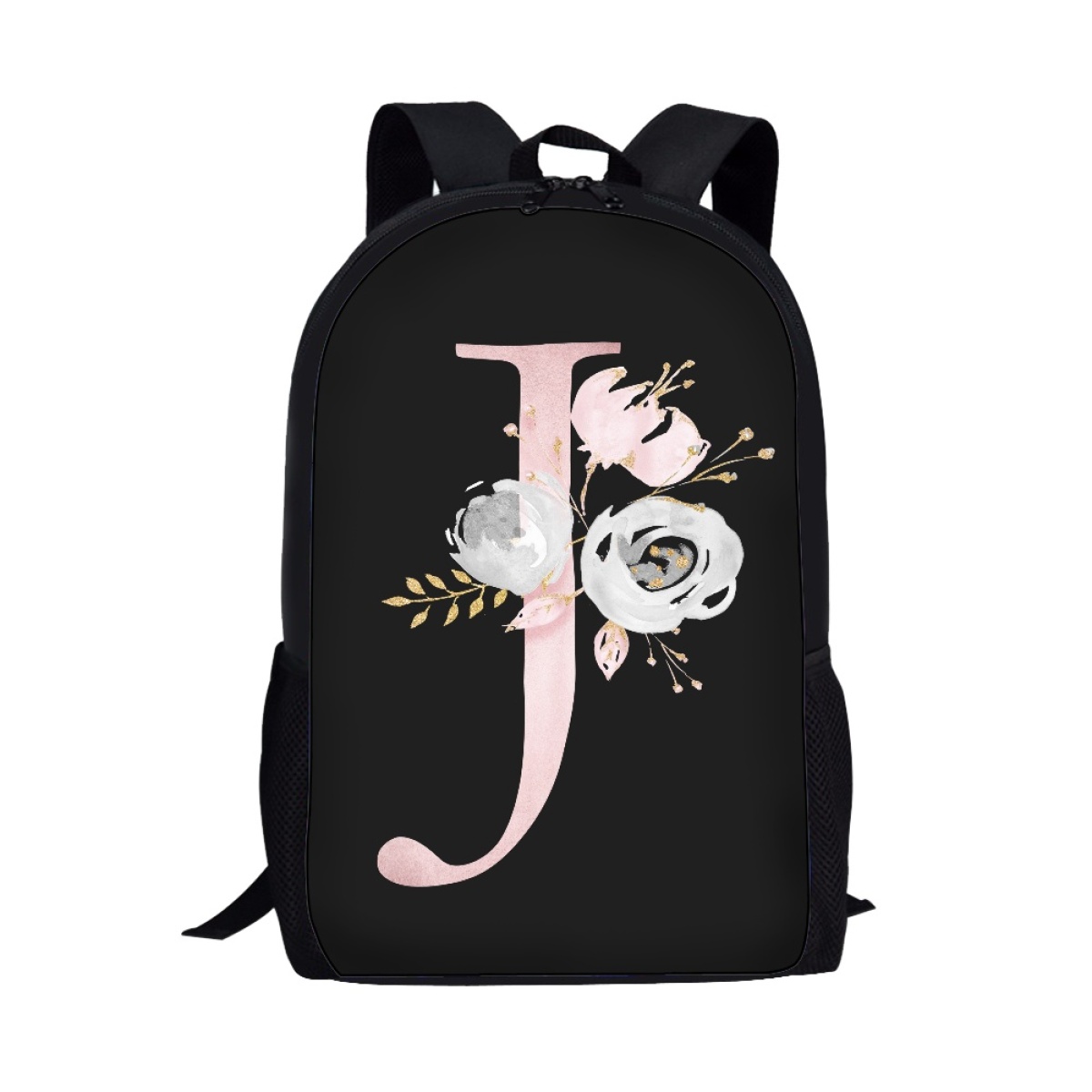 Personality Art Letter Flower Backpack Large Capacity Book Bags for ...
