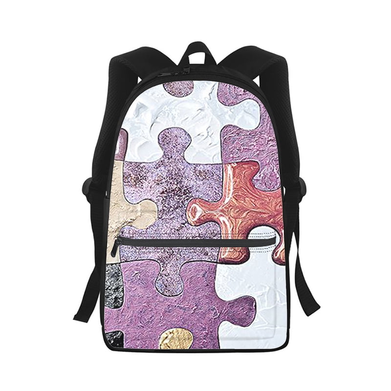 Personality Art Puzzle Men Women Backpack 3D Print Fashion Student Bag ...