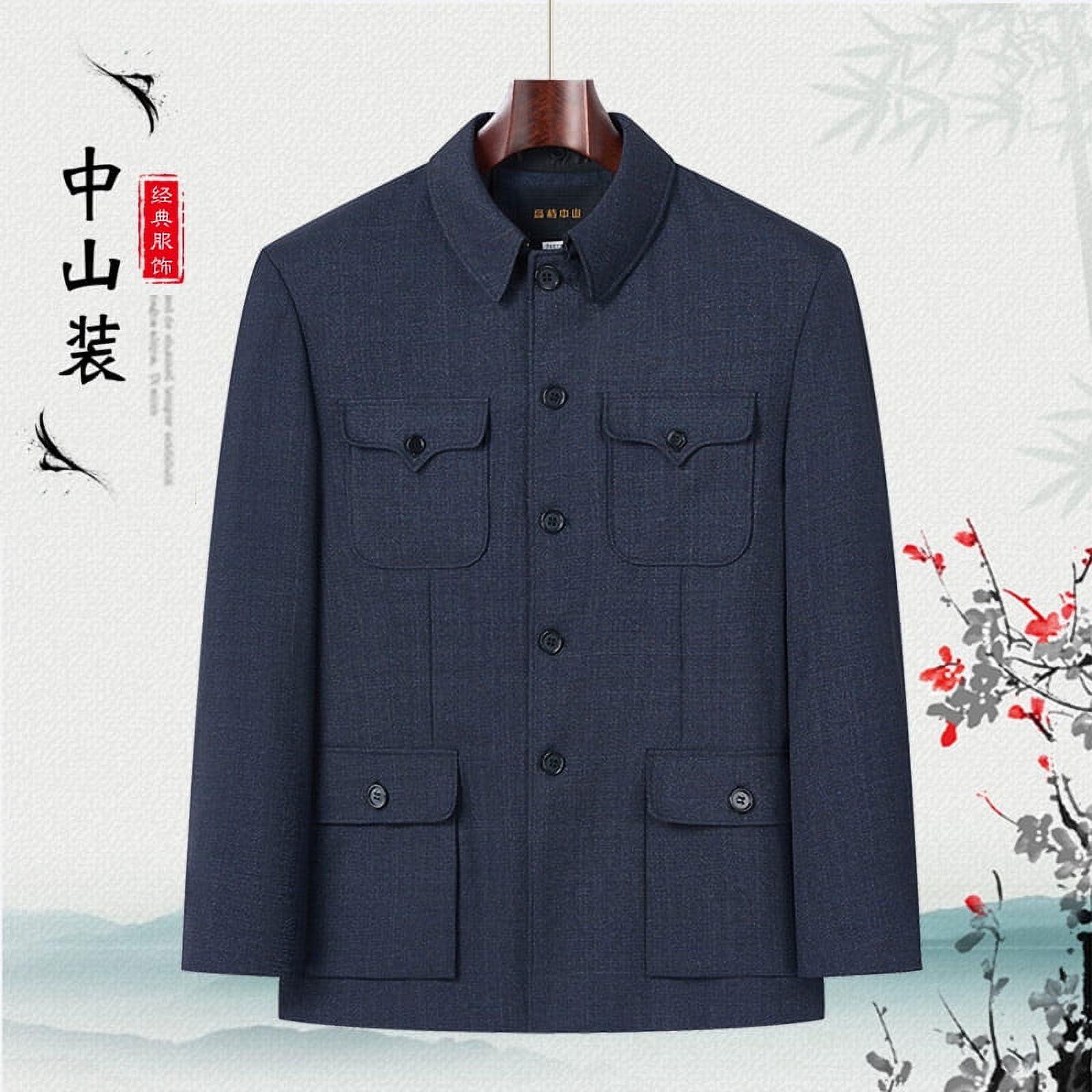 Personality Chinese Ethnic Mens Black Mao Suit Jacket Mandarin Wing ...
