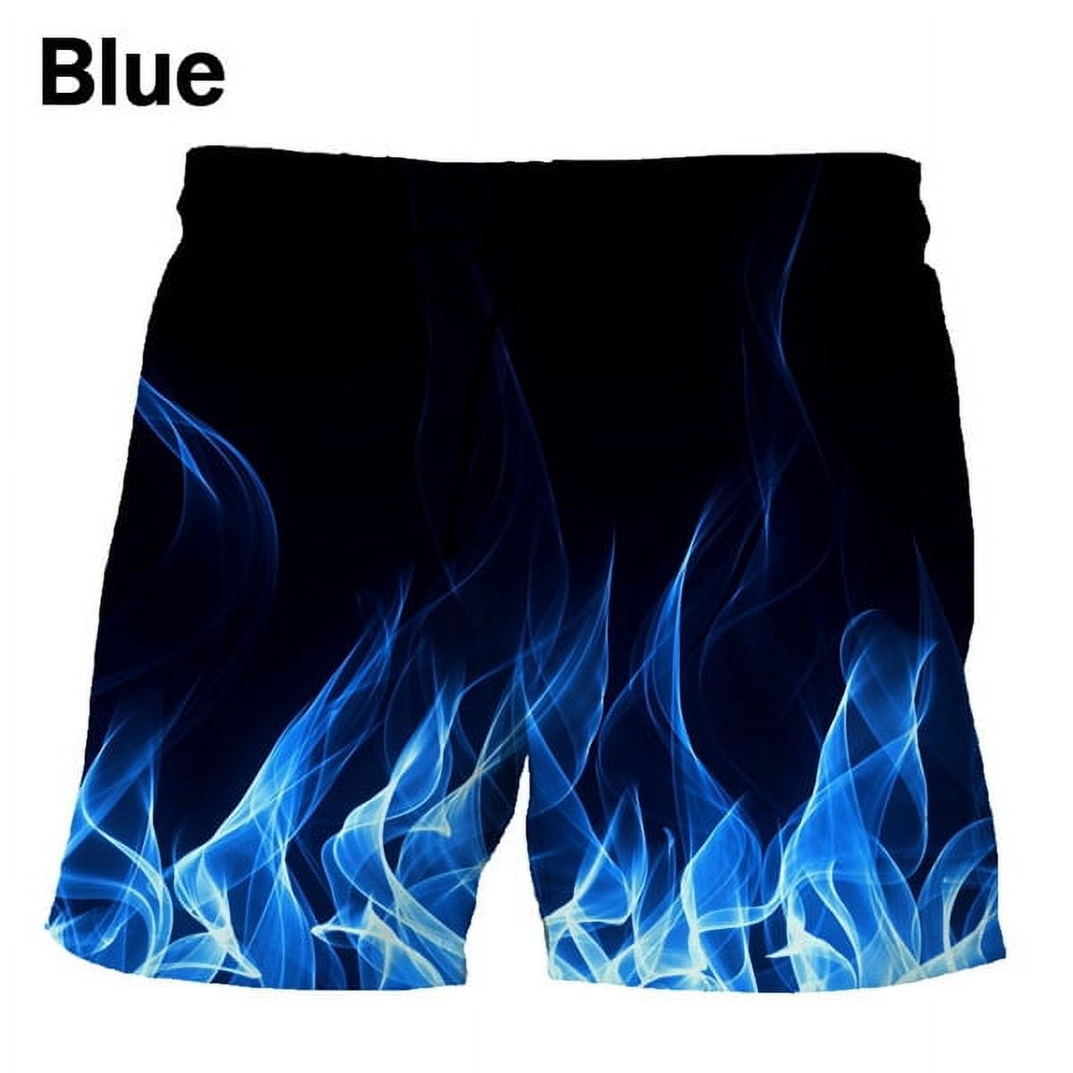 Personality Cool Flame 3D Printed Shorts Men's Hot Summer Outdoor ...