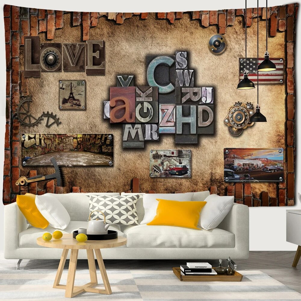 Personality Drawing Paris Tower Tapestry Wall Hanging ic Fabric Retro ...