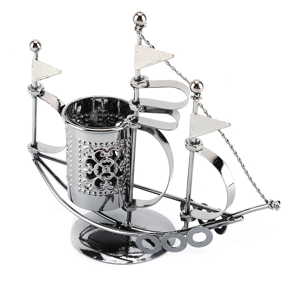 Personality Iron Small Sailboat Pen Holder Pen Container Home Office ...