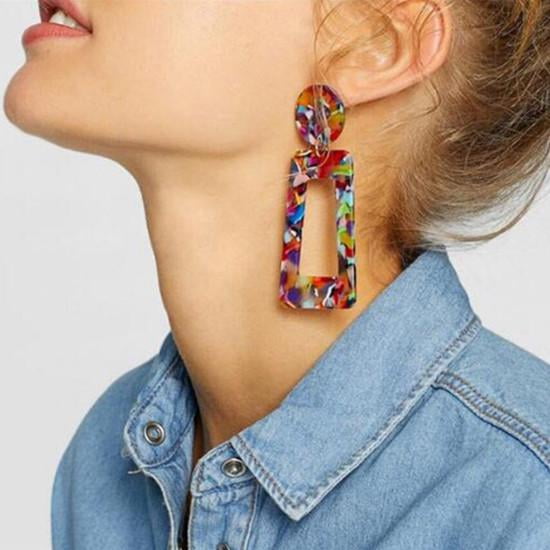 Personality Large Long Acrylic Acetate Drop Earrings For Women ...