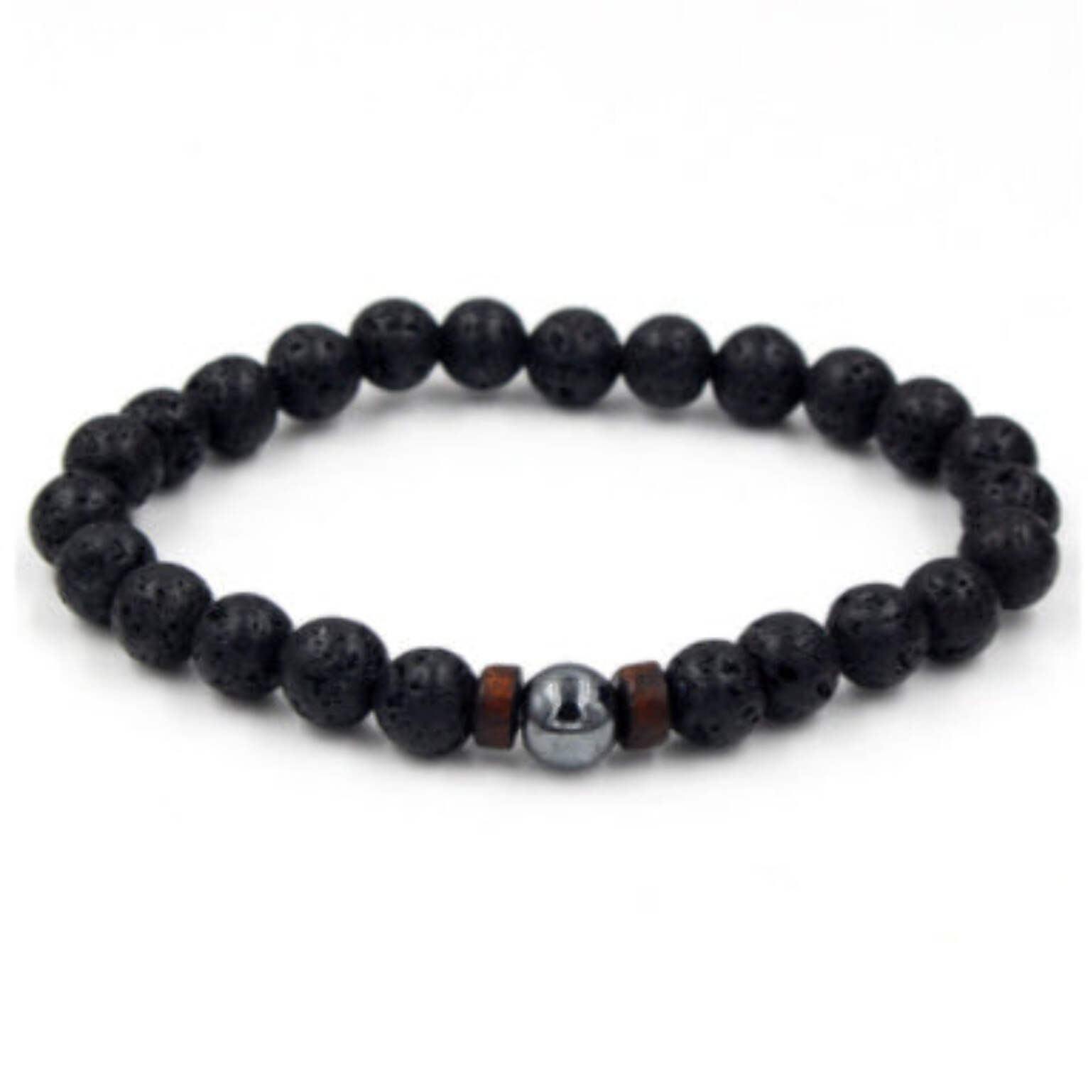 Personality Men's Black Volcanic Stone Bracelet - Walmart.com