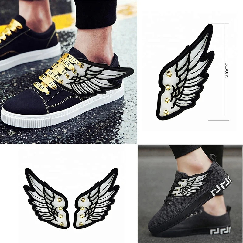 Personality Punk Shoes Wings Accessories Black Transparent Folded Angel ...