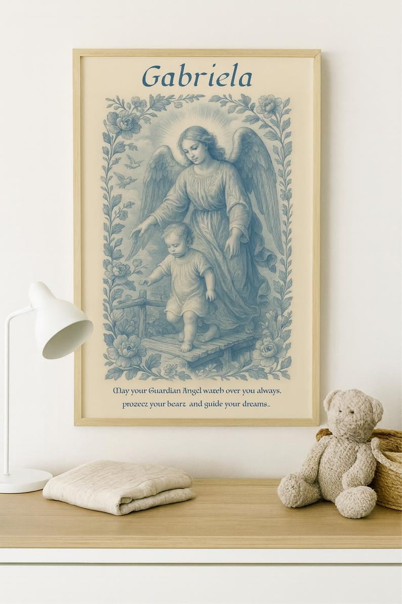 Personalizable Guardian Angel Poster: Angel Of Protection Chinoiserie ...