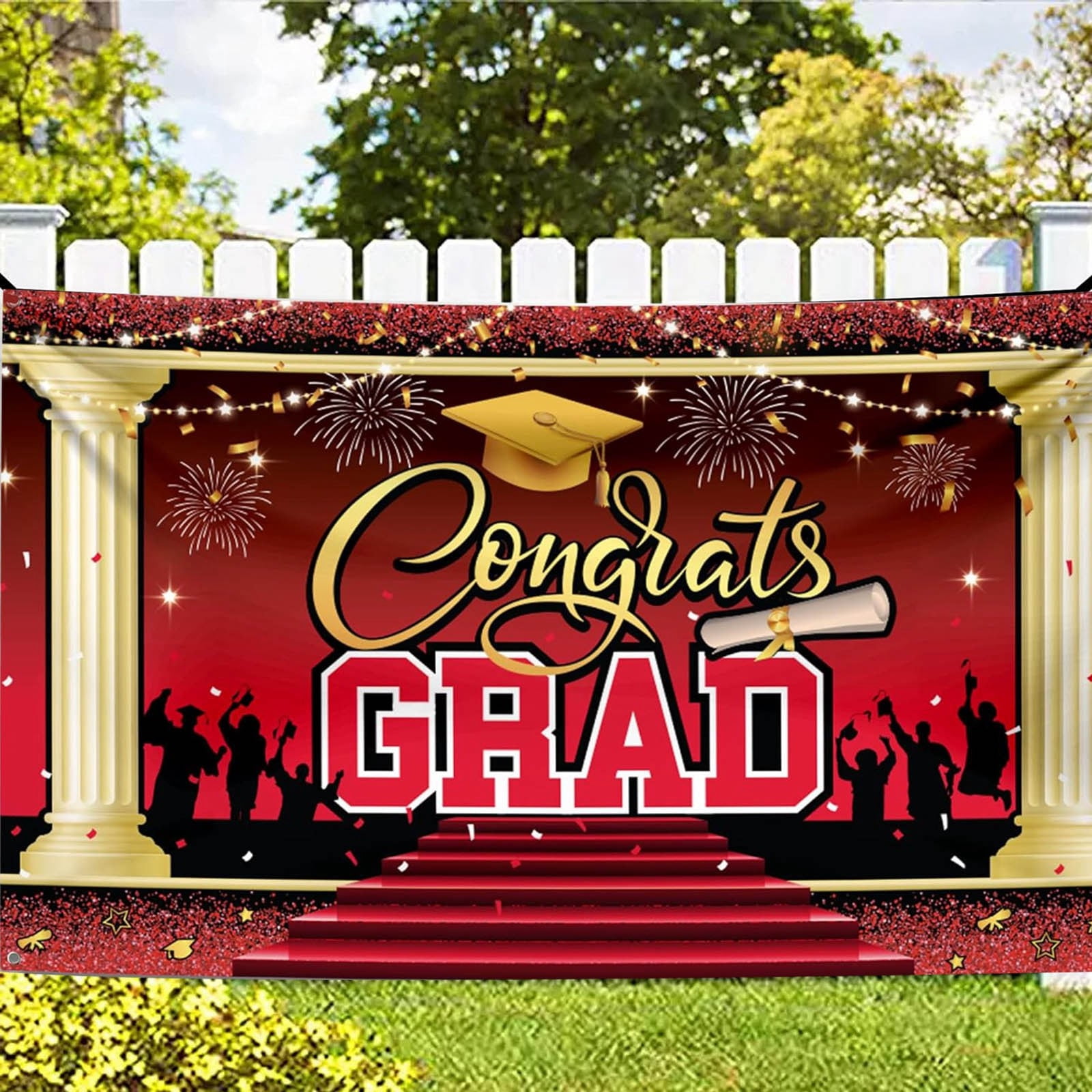 Personalization Large Congrats Grad Backdrop - 70.86"*40.36" Graduation ...