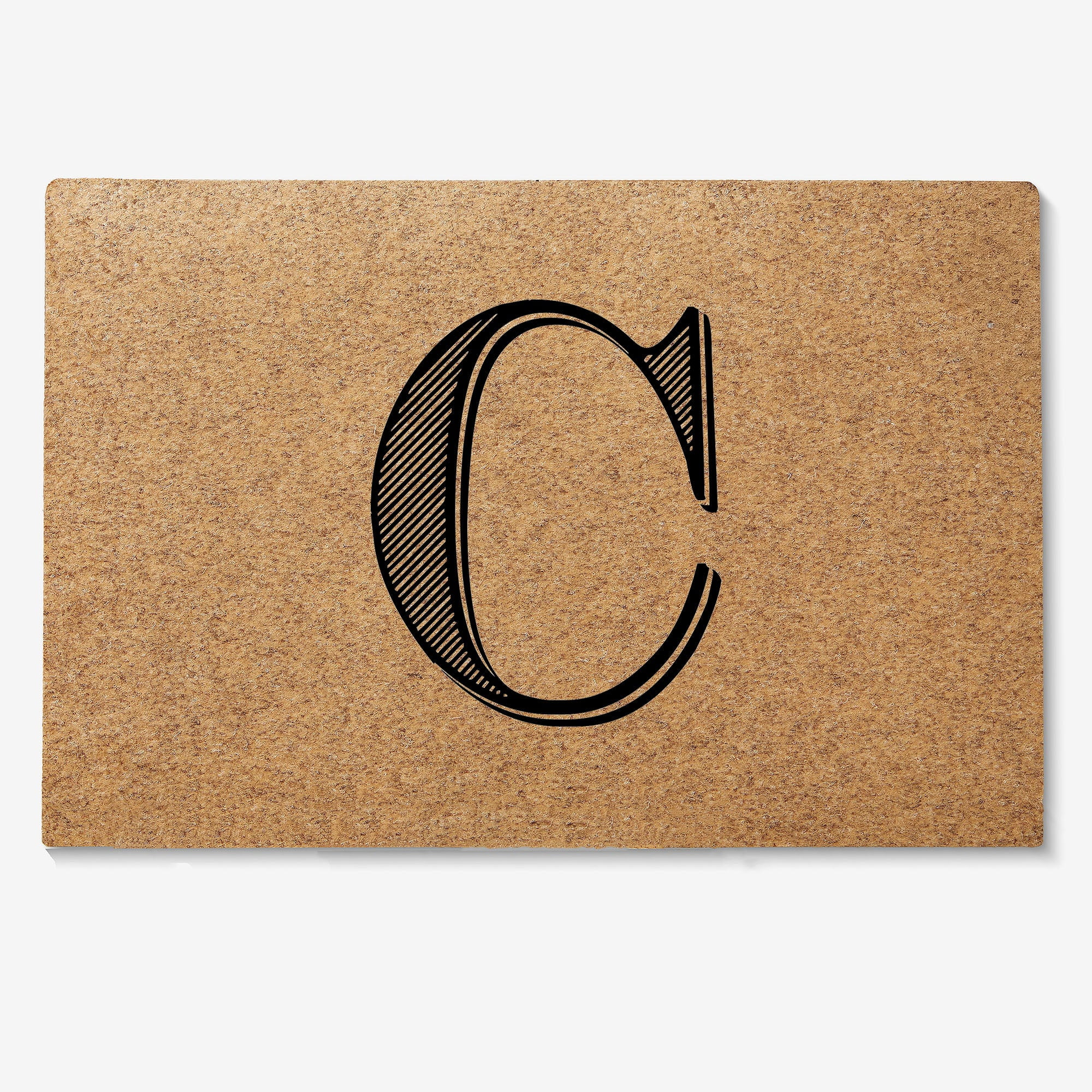 Personalization Mall Noir Initial Synthetic Coir Doormat, 18x27, C ...