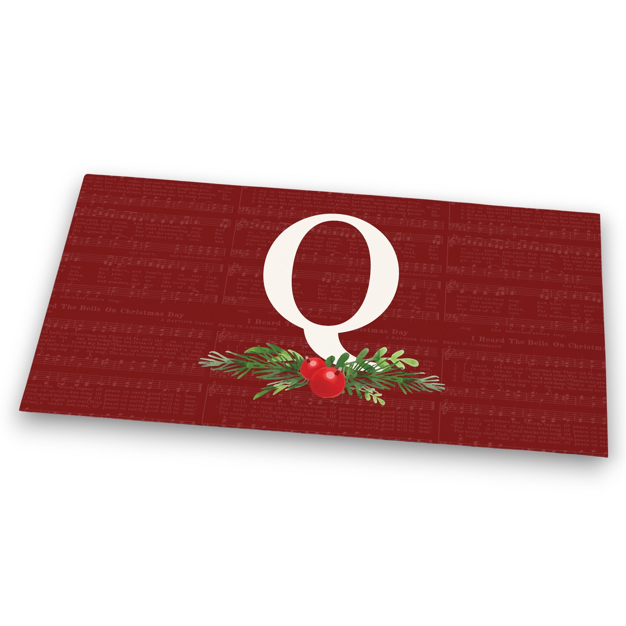 Personalization Mall Nostalgic Noel Burgundy Doormat, 20x35, Q ...