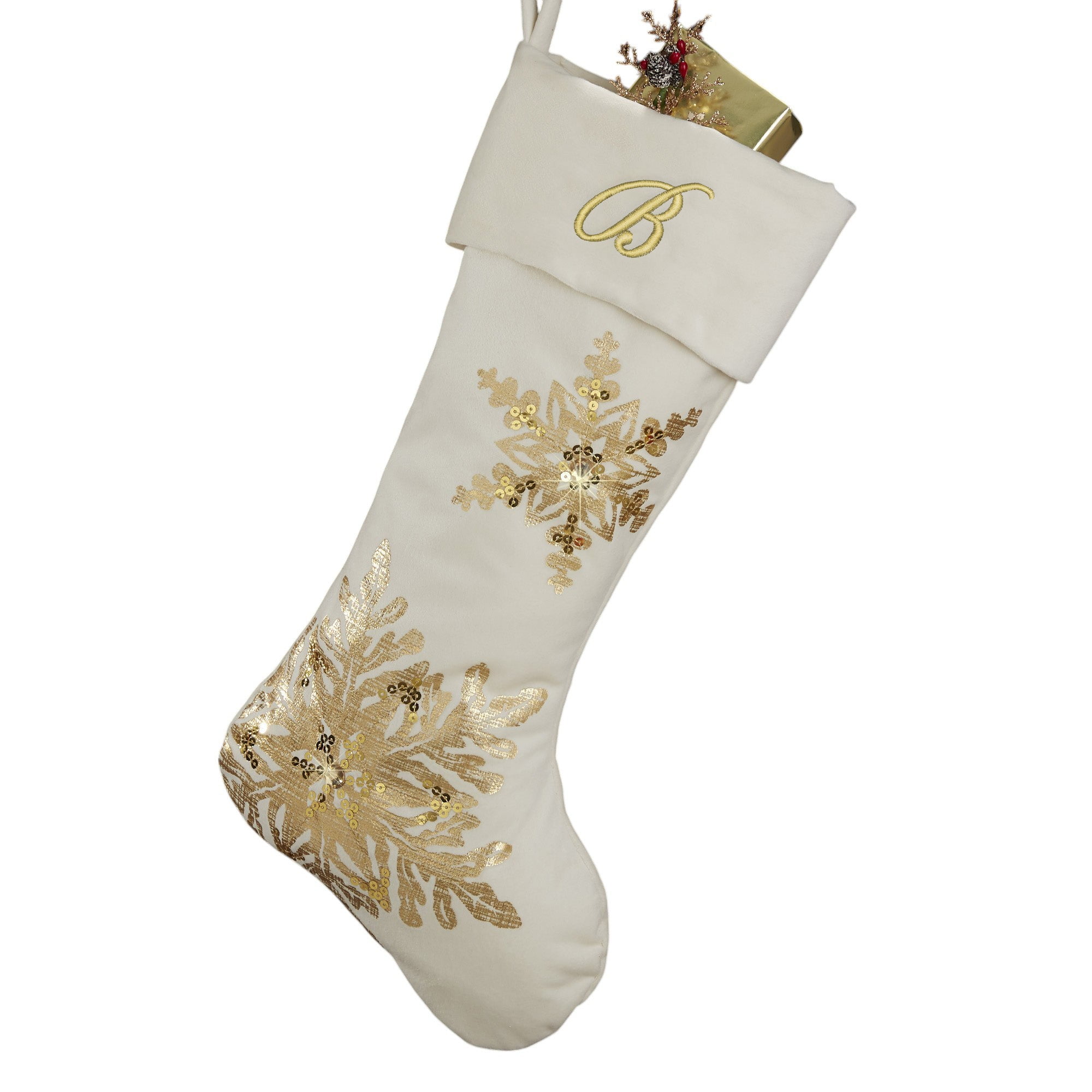 Personalization Mall Snowflake Embroidered Initial Ivory Christmas ...