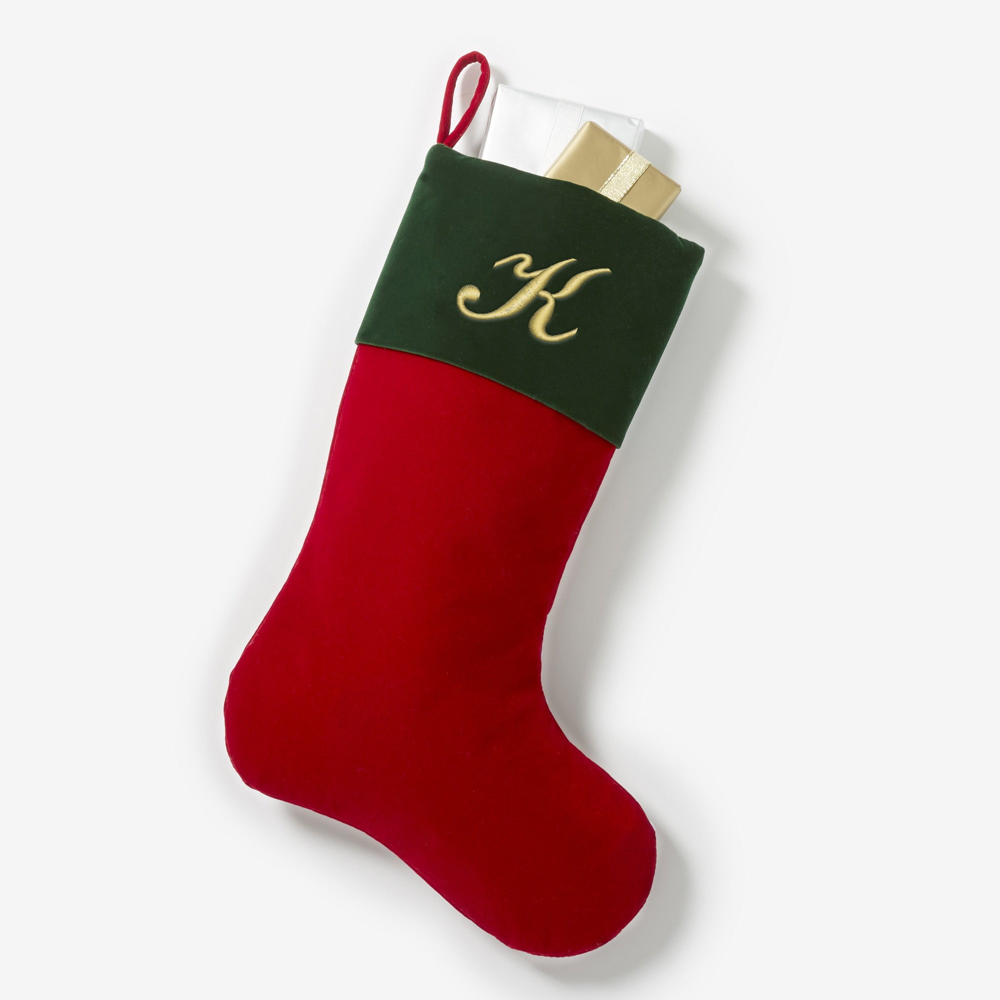 Personalization Mall Yuletide Elegance Embroidered Velvet Stocking, Red ...