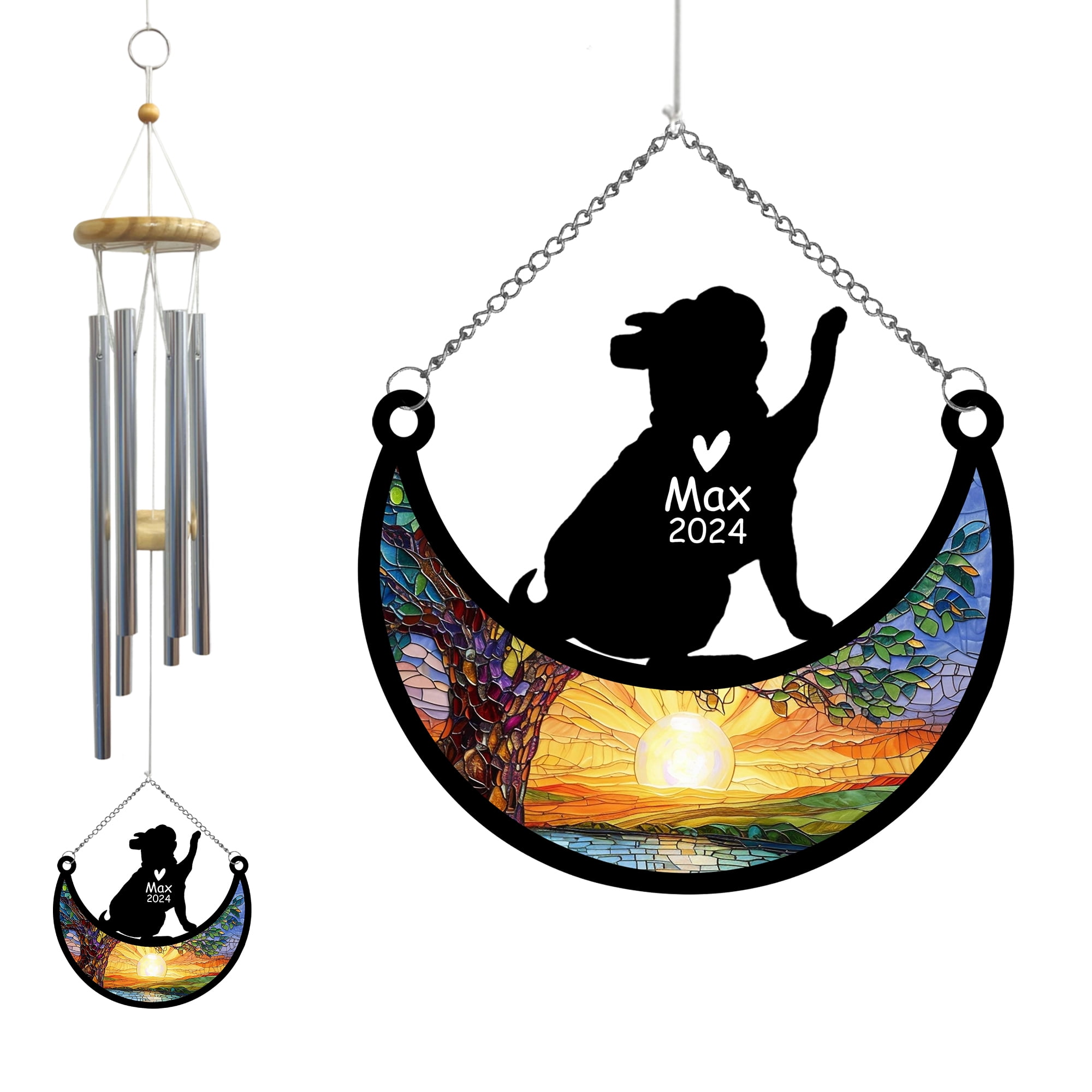 Personalize Bulldog Dog Memorial Wind Chime Sun Catcher, Custom Dog ...
