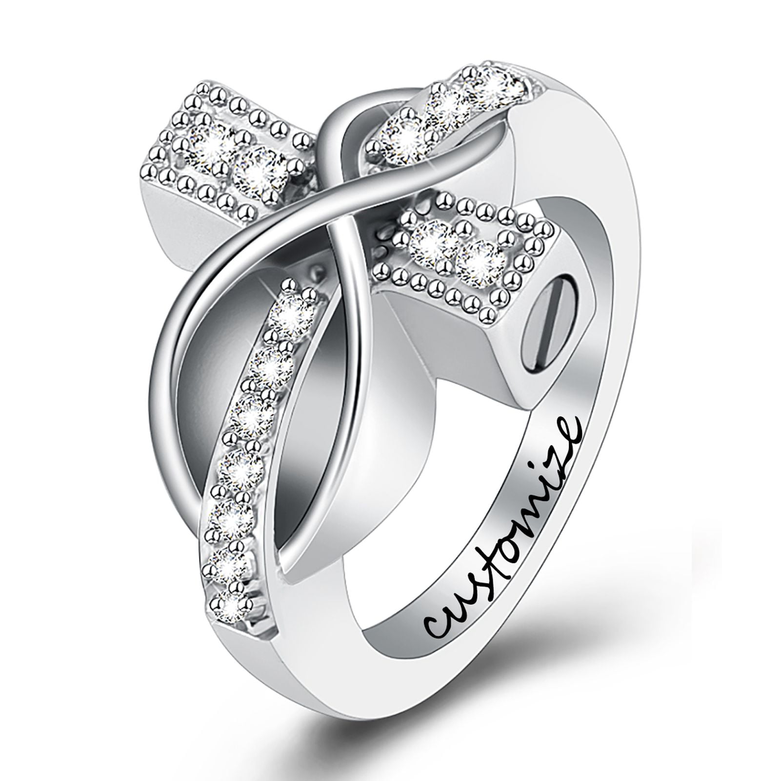 Personalize Cross Locket Urn Ring Infinity Love Funeral Memorial ...