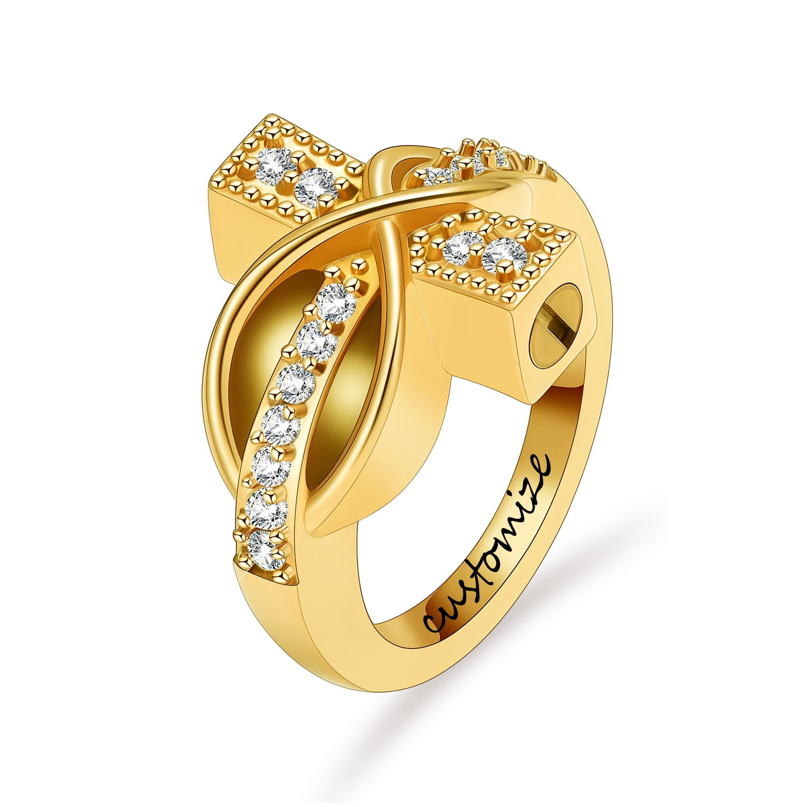 Personalize Cross Locket Urn Ring Infinity Love Funeral Memorial ...