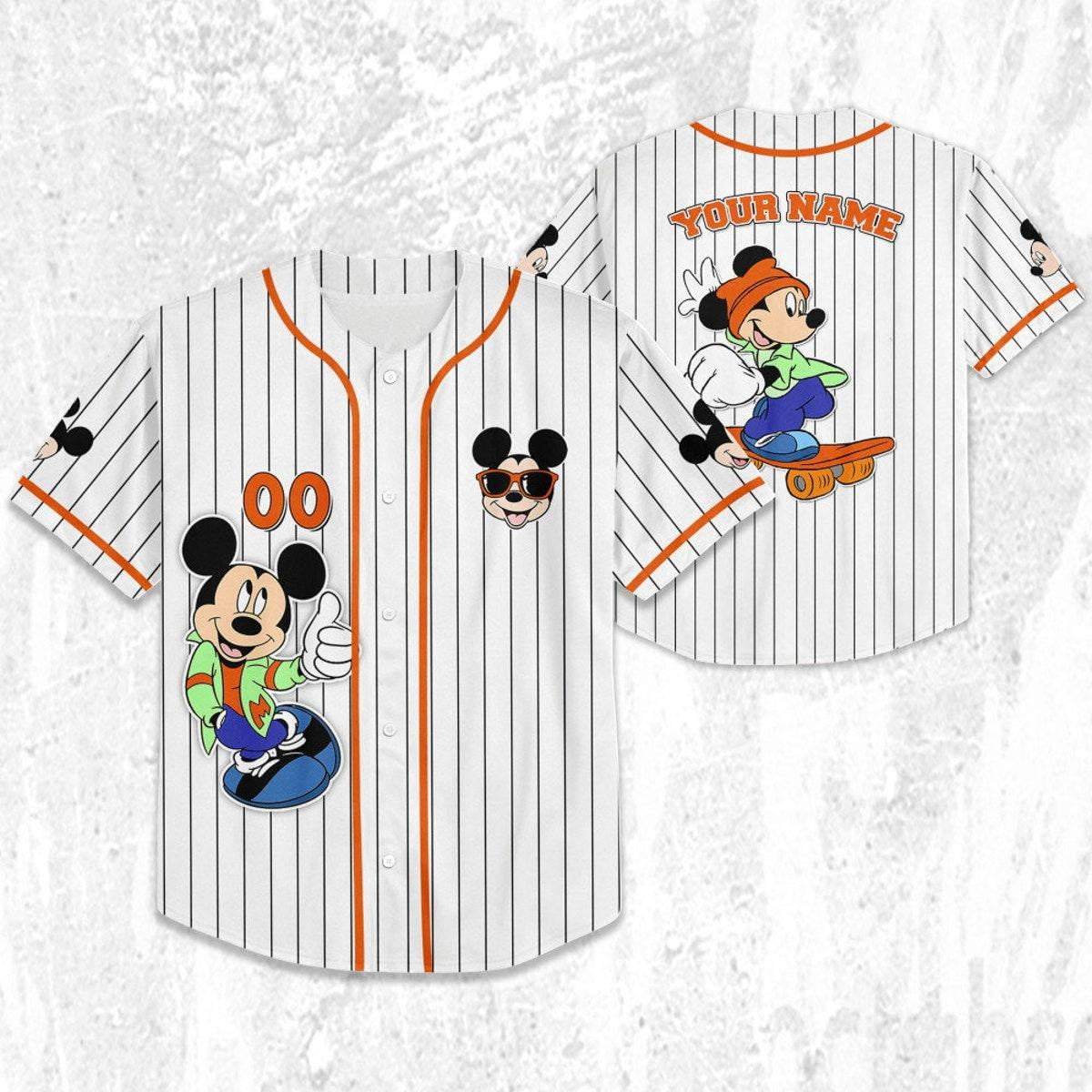 Personalize Disney Mickey Mouse Happy Young White Baseball Jersey ...