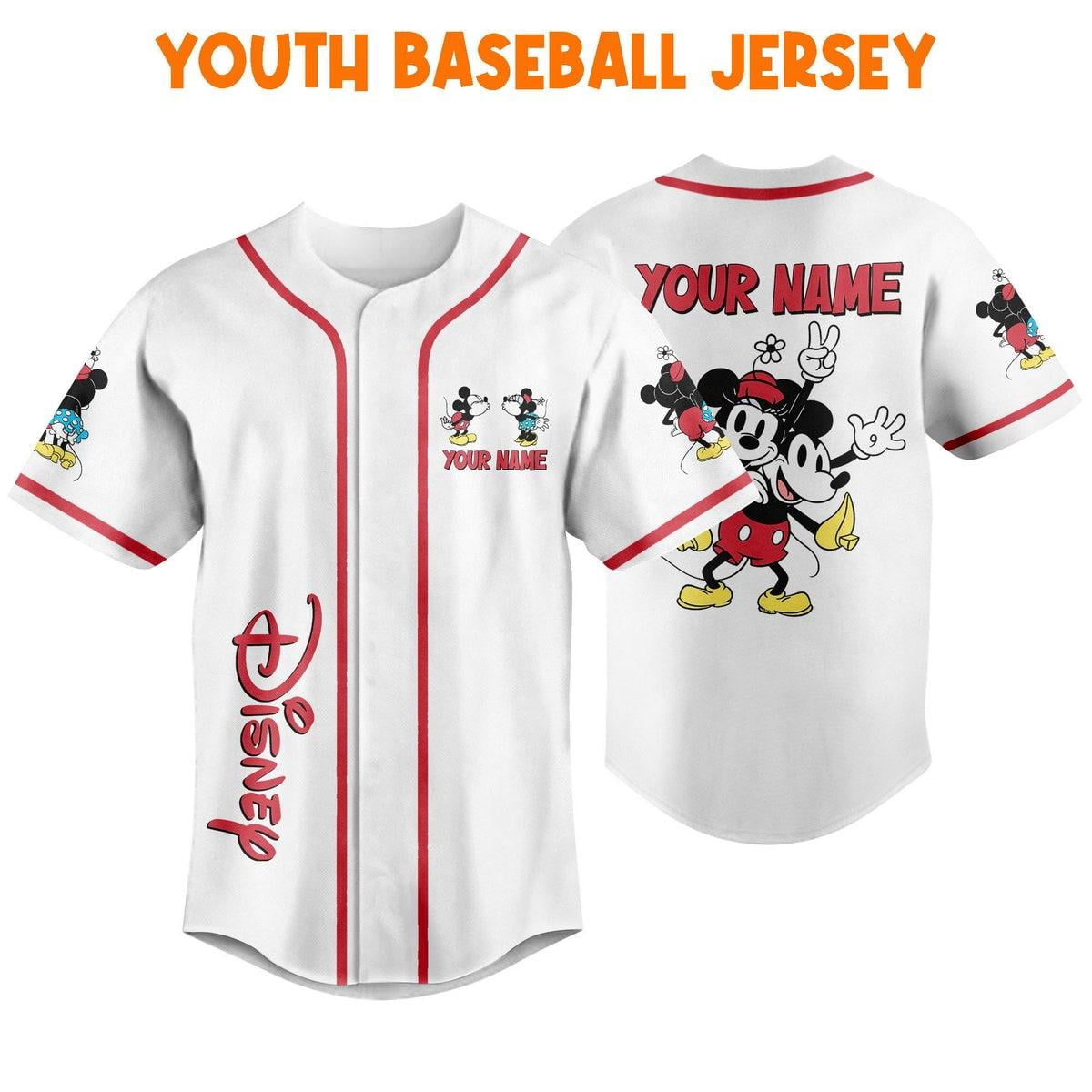 Personalize Disney Mikey Minnie Love Baseball Jersey - Wondermento ...