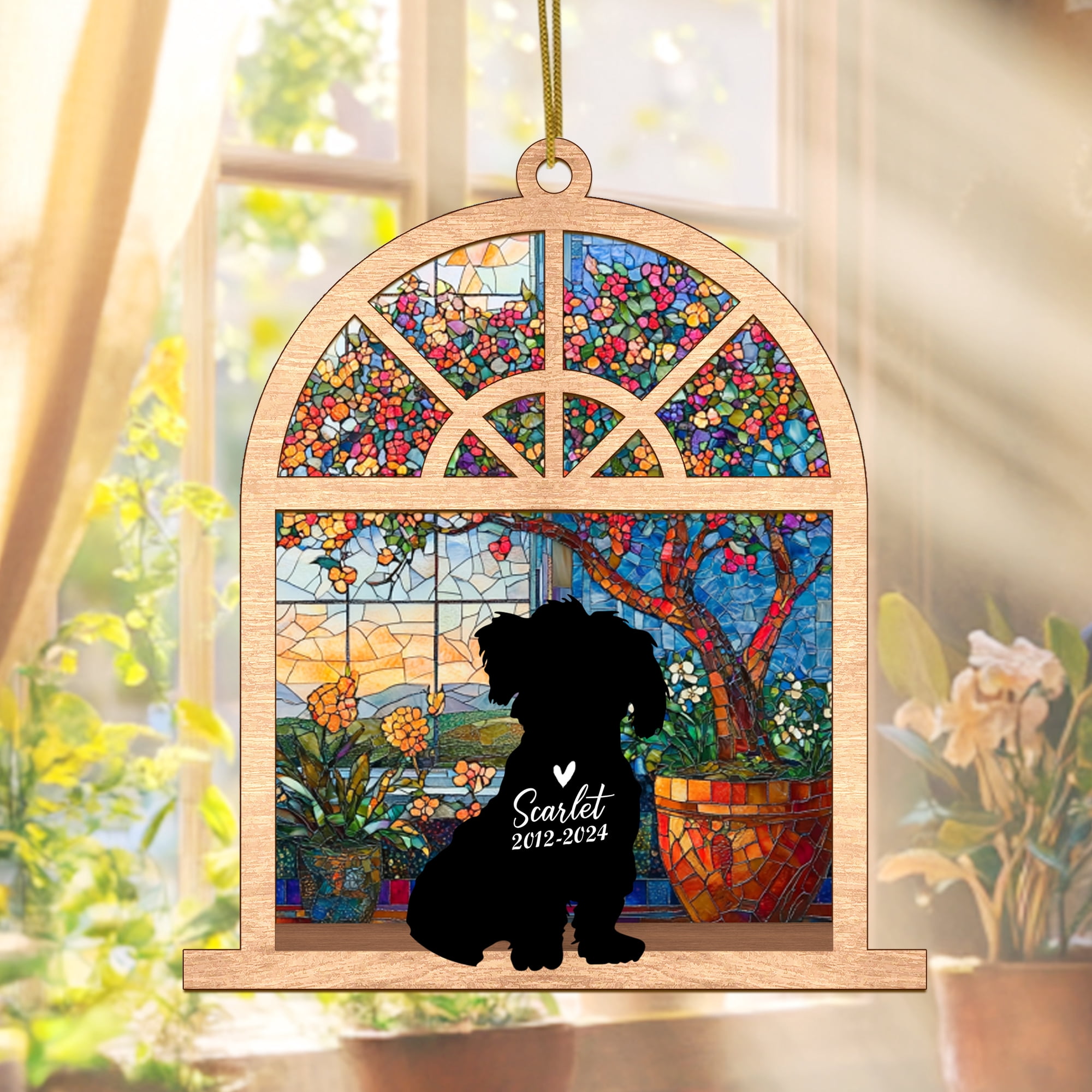 Personalize Maltese Dog Memorial Sun Catcher, Custom Dog Silhouette ...
