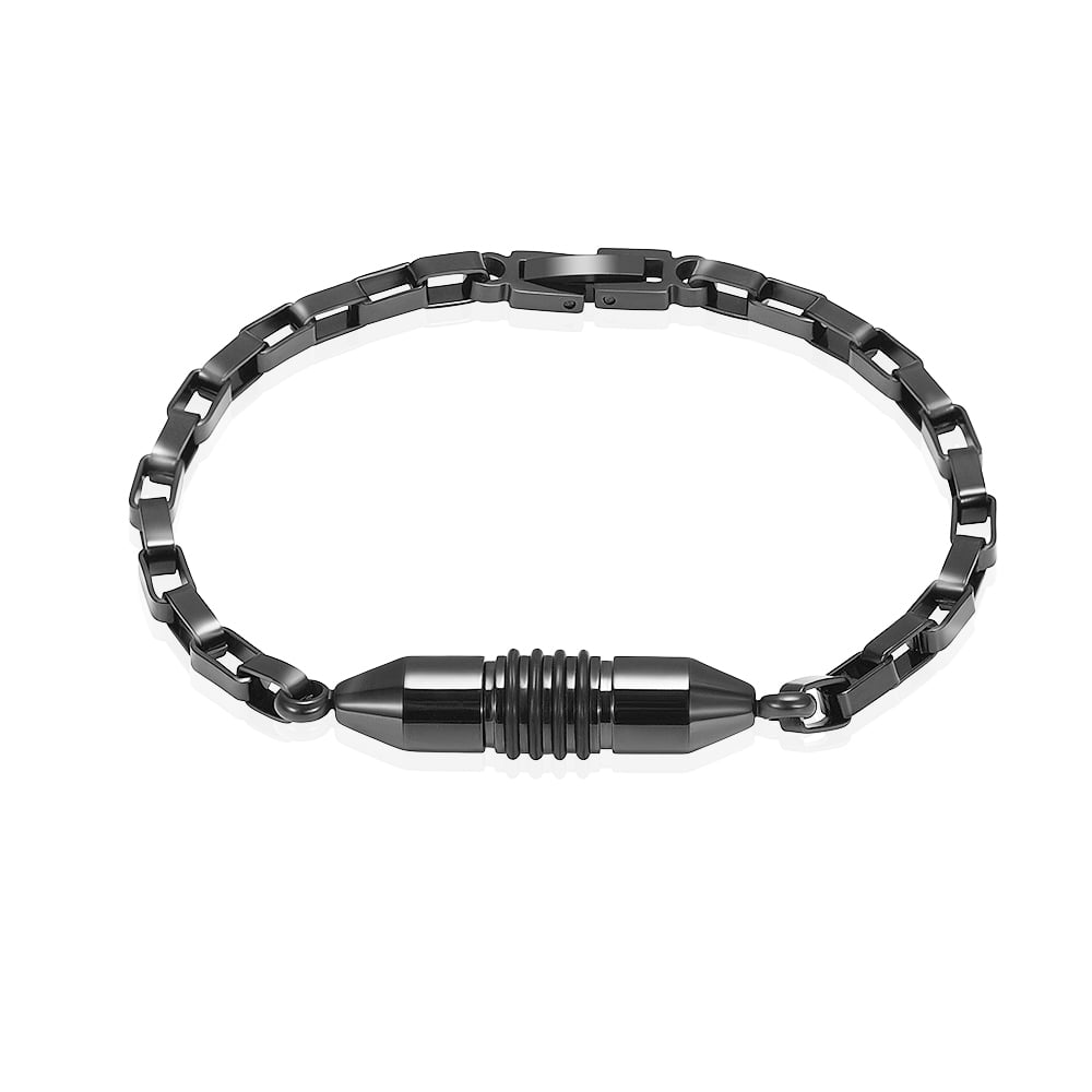 Men's Bullet Urn Locket Stainless Steel Chain Link Bracelet for Ashes ...
