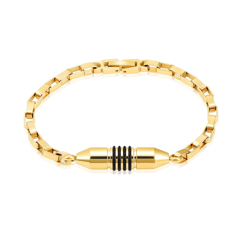 Personalize Men's Bullet Urn Locket Stainless Steel Chain Link Bracelet ...
