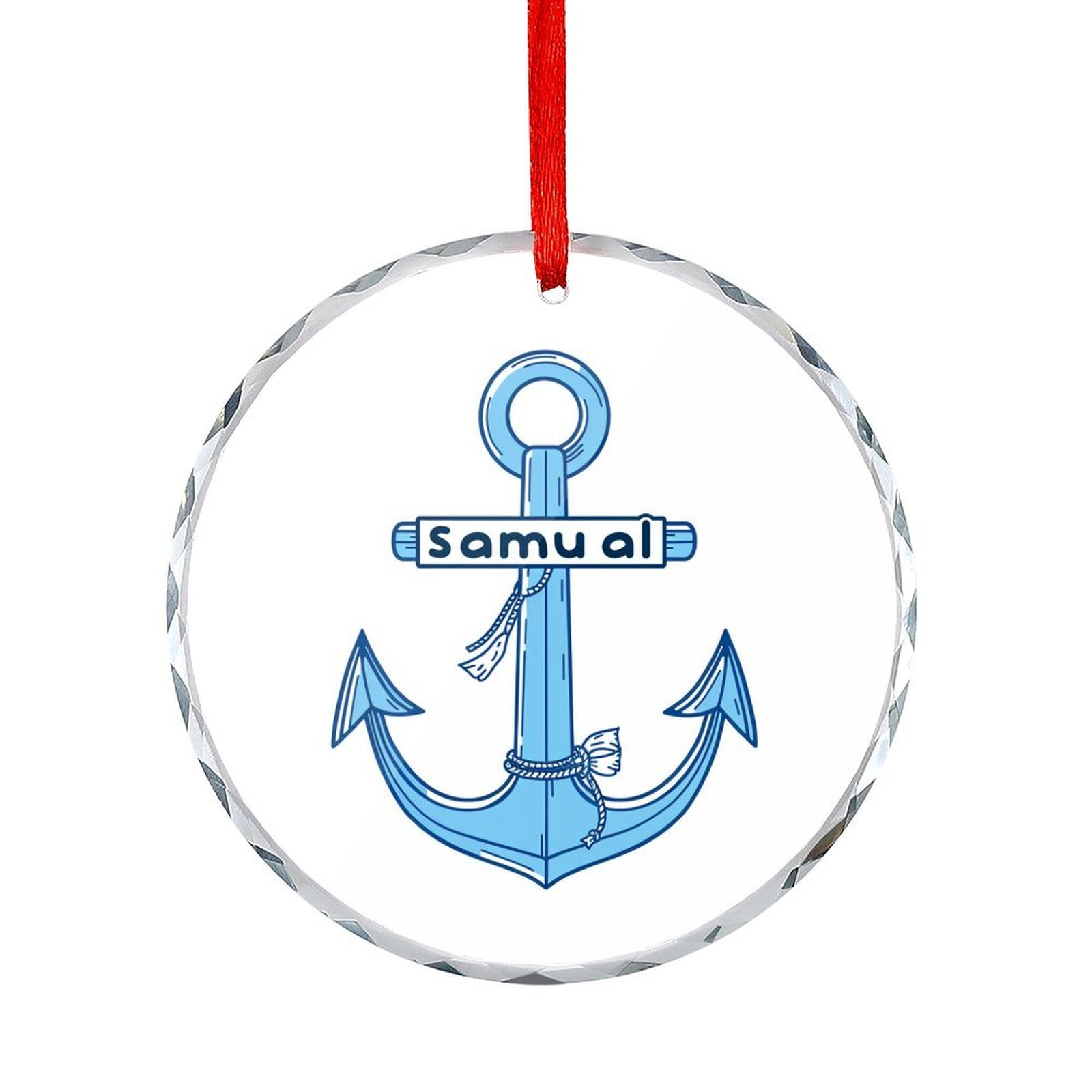 Personalize Name Nautical Nursery Anchor Xmas Ornament Holiday Home ...