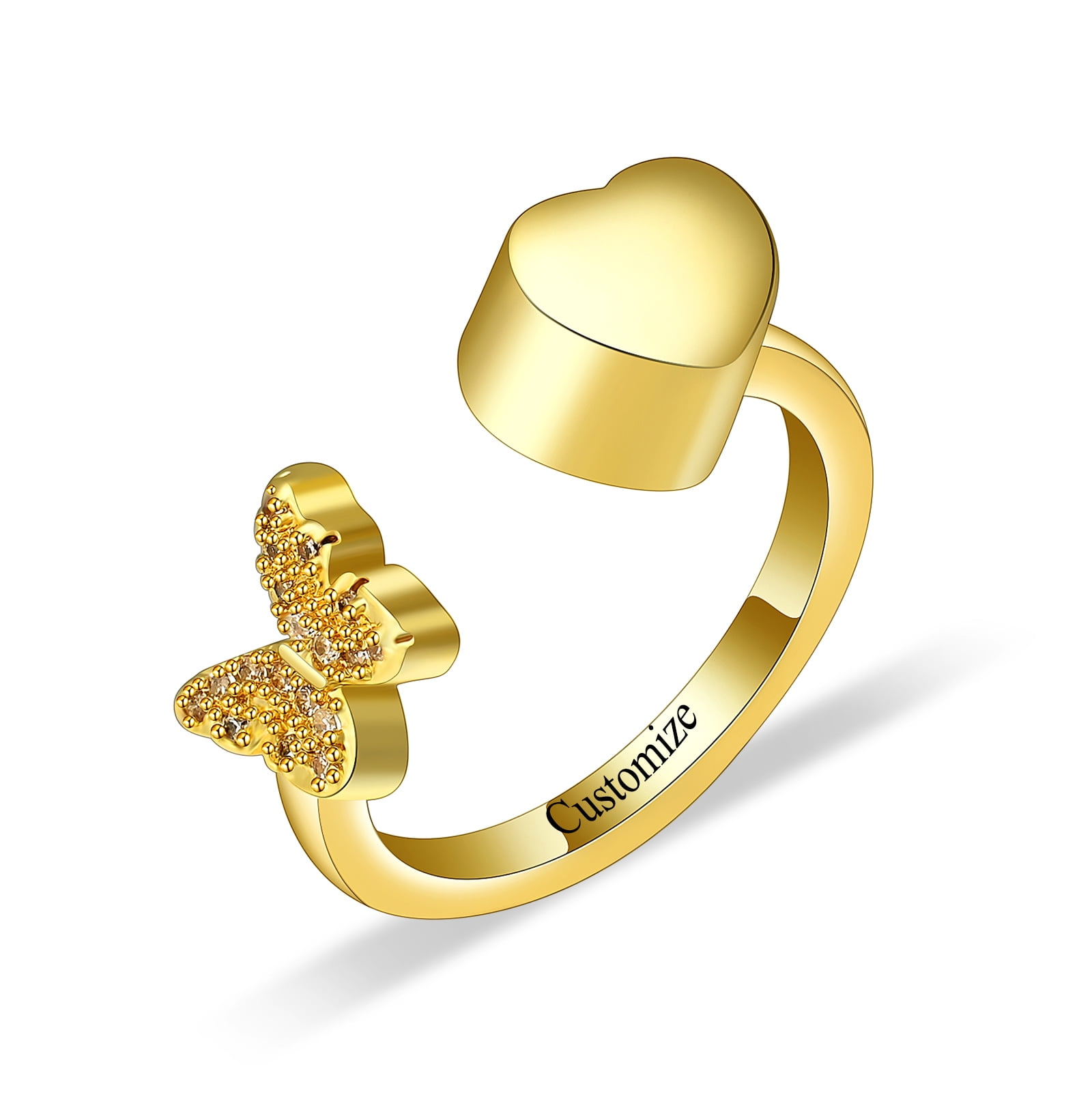 Personalize Stainless Steel Butterfly & Heart Urn Locket Ring Funeral ...