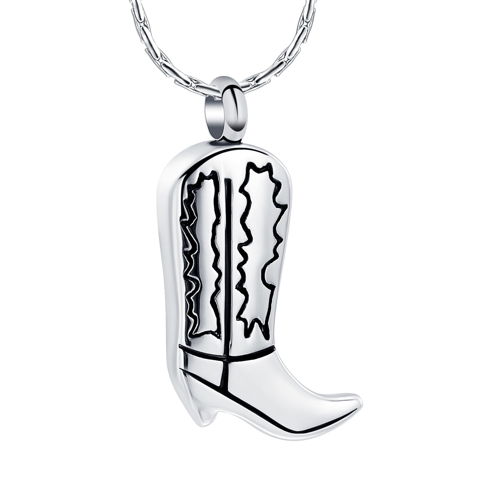 Personalize Stainless Steel Cowboy Boot Cremation Urn Pendant Necklace ...