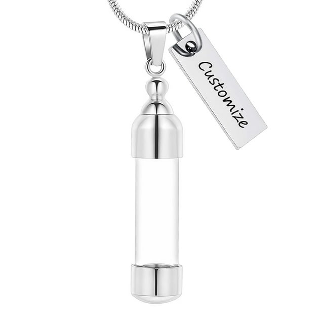 Personalize Stainless Steel Glass Bottle Cremation Urn Pendent for ...