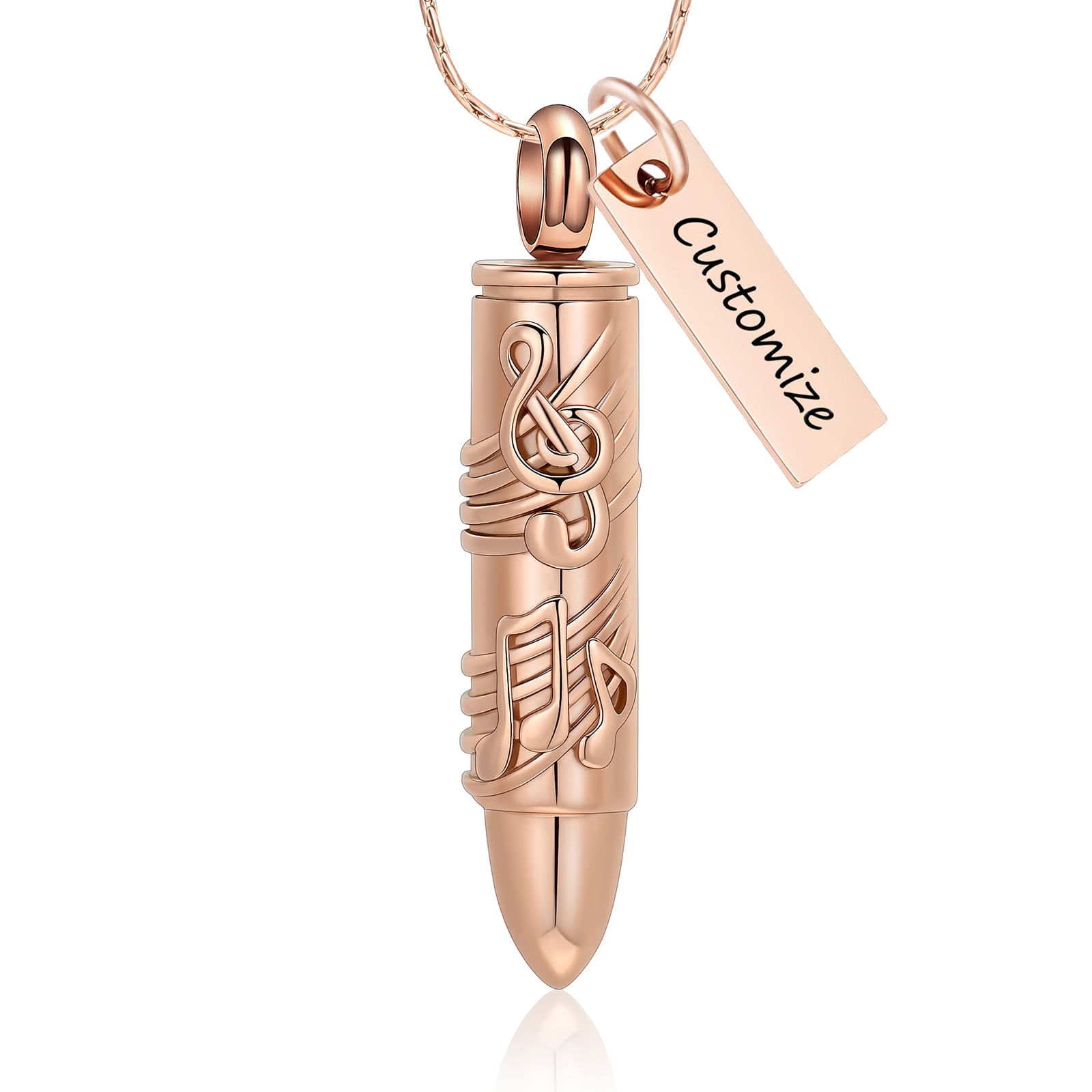 Personalize Stainless Steel Music Note Print Bullet Urn Pendant Memory ...