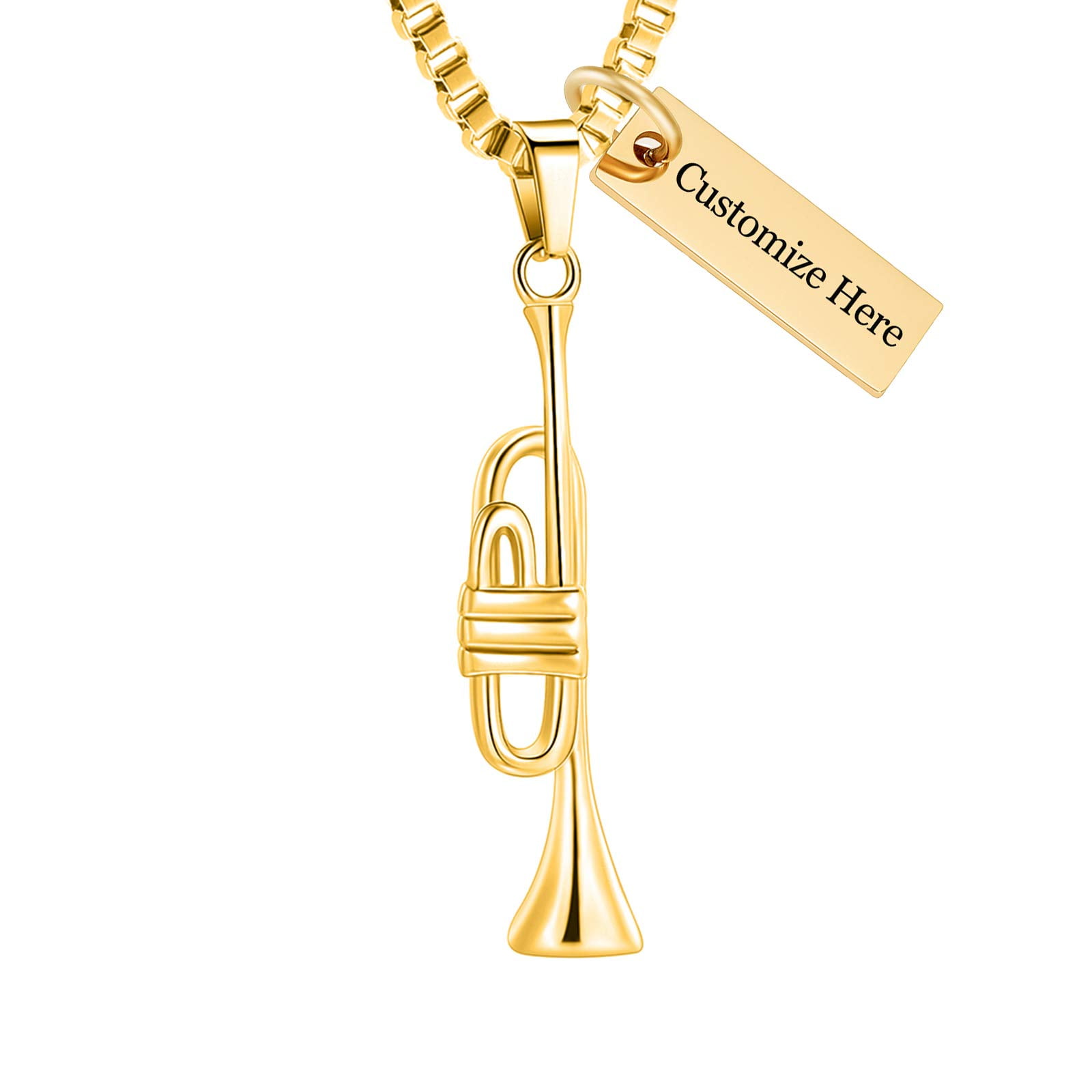 Personalize Stainless Steel Musical Instrument Trombone Pendant ...