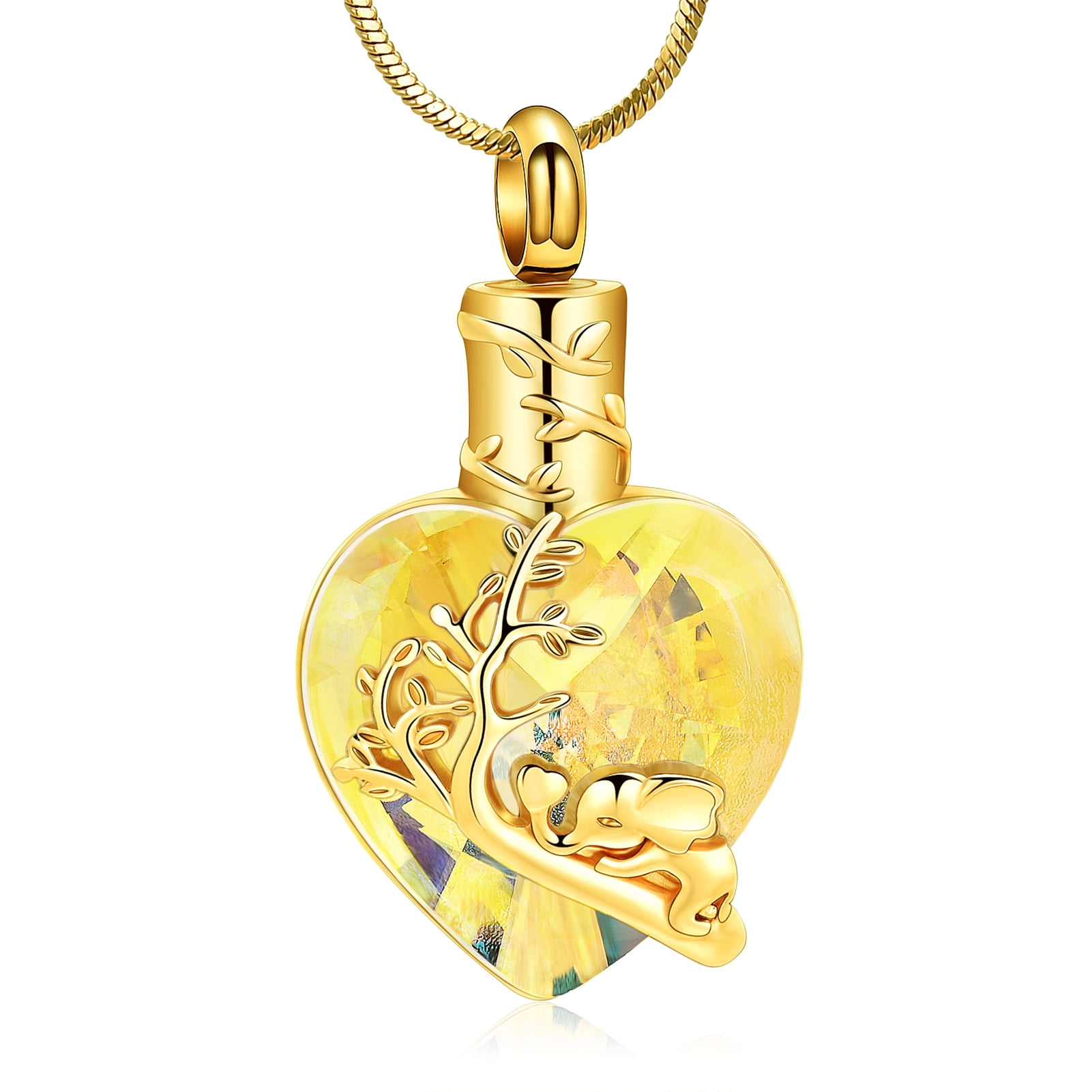 Personalize Tree of Life Elephant Birthstone Heart Urn Pendant Memory ...