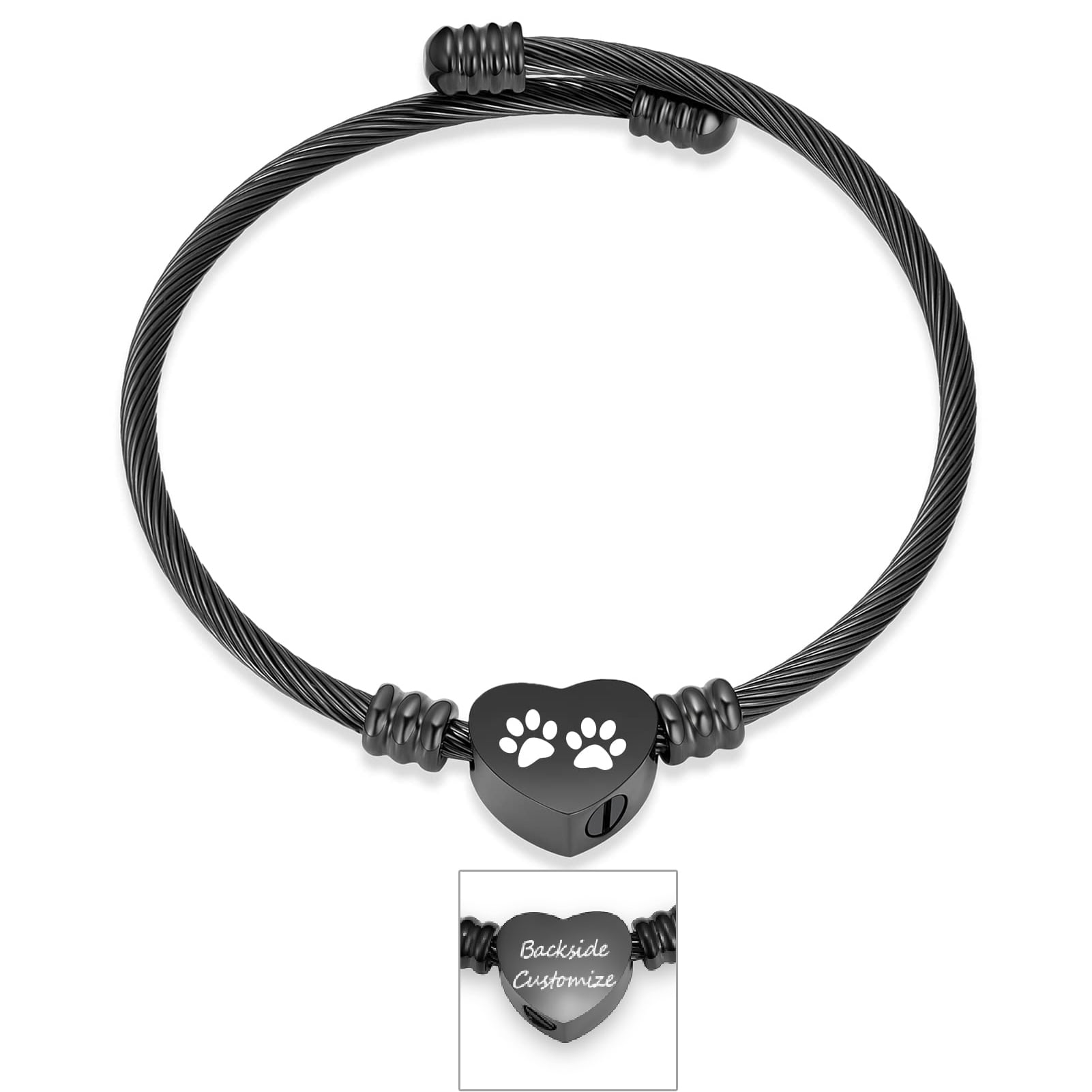 Personalize Women Men Heart Urn Locket Bangle Paw Print Funeral Urn ...
