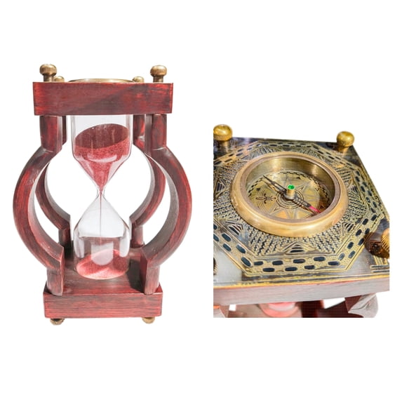 Personalized 10 Min Wooden Sand Timer Hourglass Timer with Compass ...